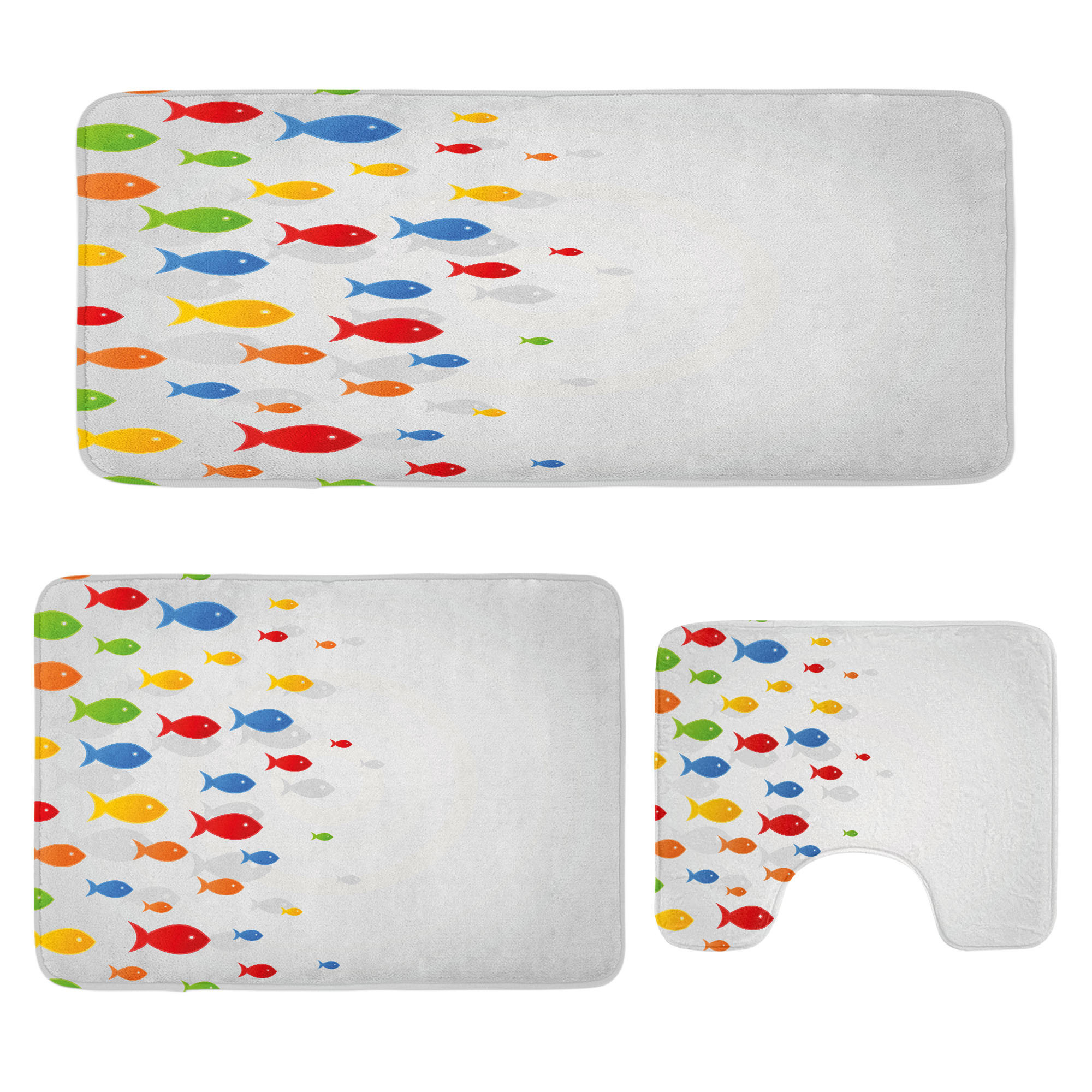 East Urban Home Fish Bathroom Rug Set 3 Pieces U-Shape & Rectangle Mats ...
