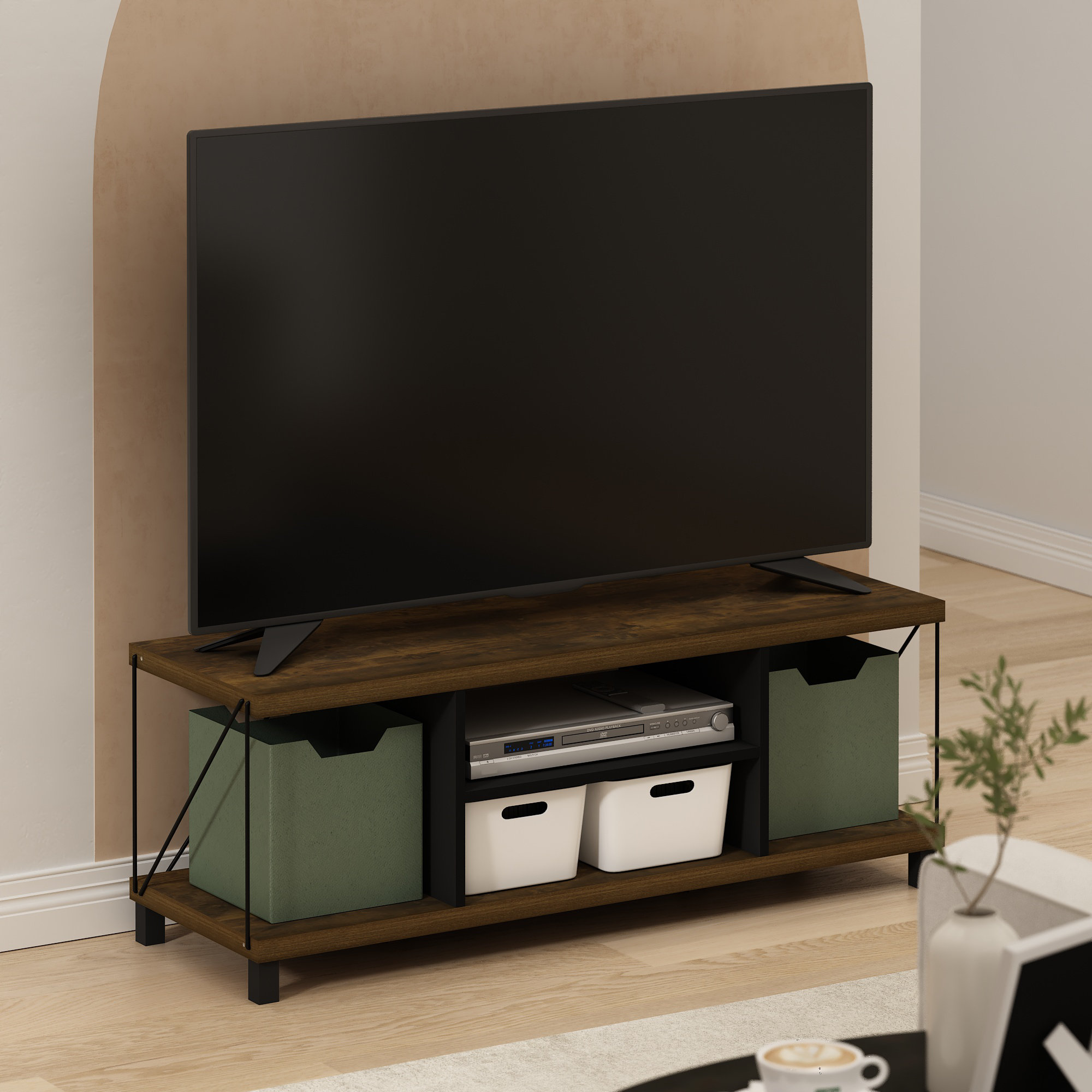 17 Stories Besi No Tools Assembly Industrial Style TV Stand ...