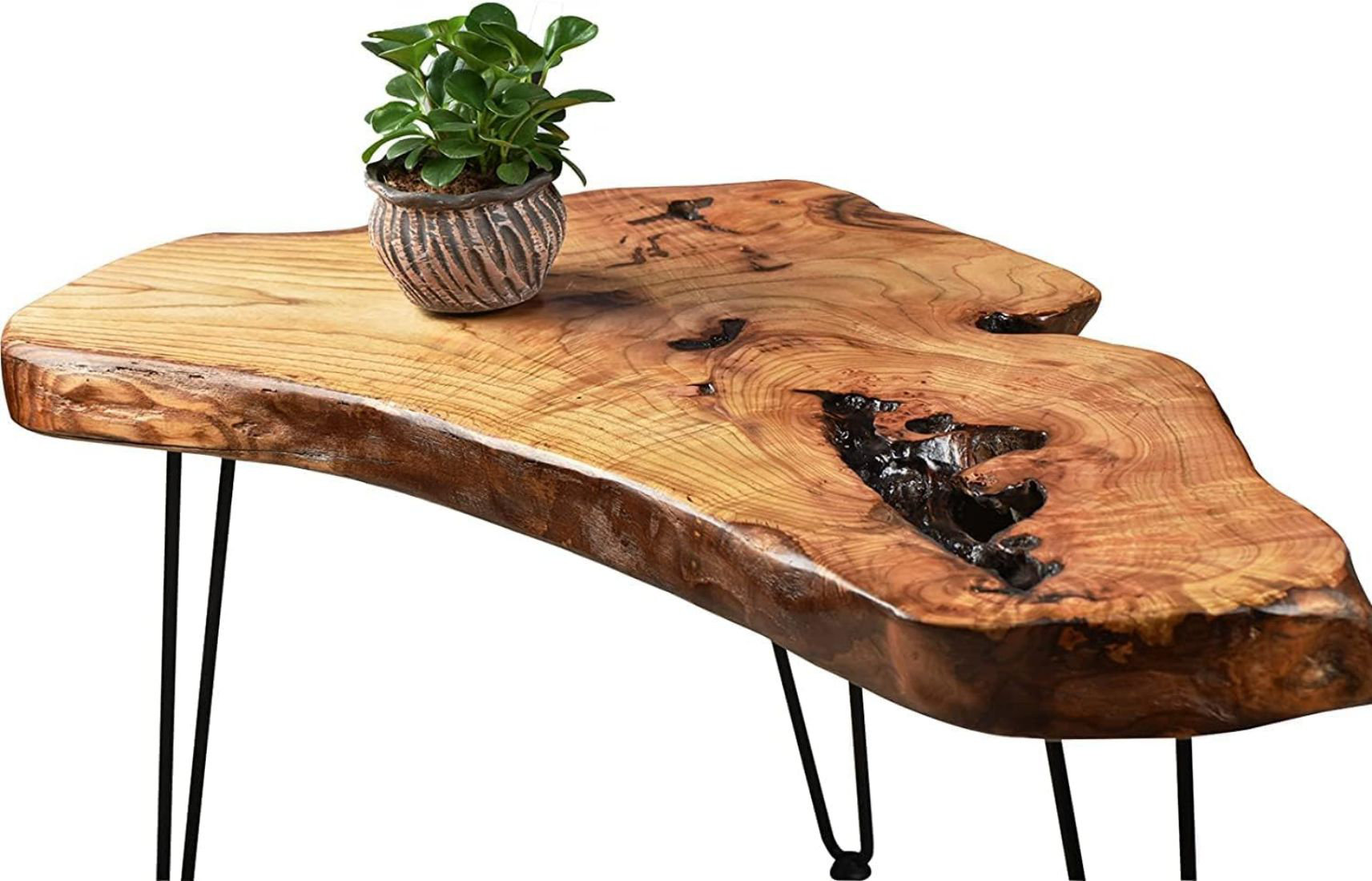 Millwood Pines Natural Wood Coffee Table, Natural Wood Edge ...