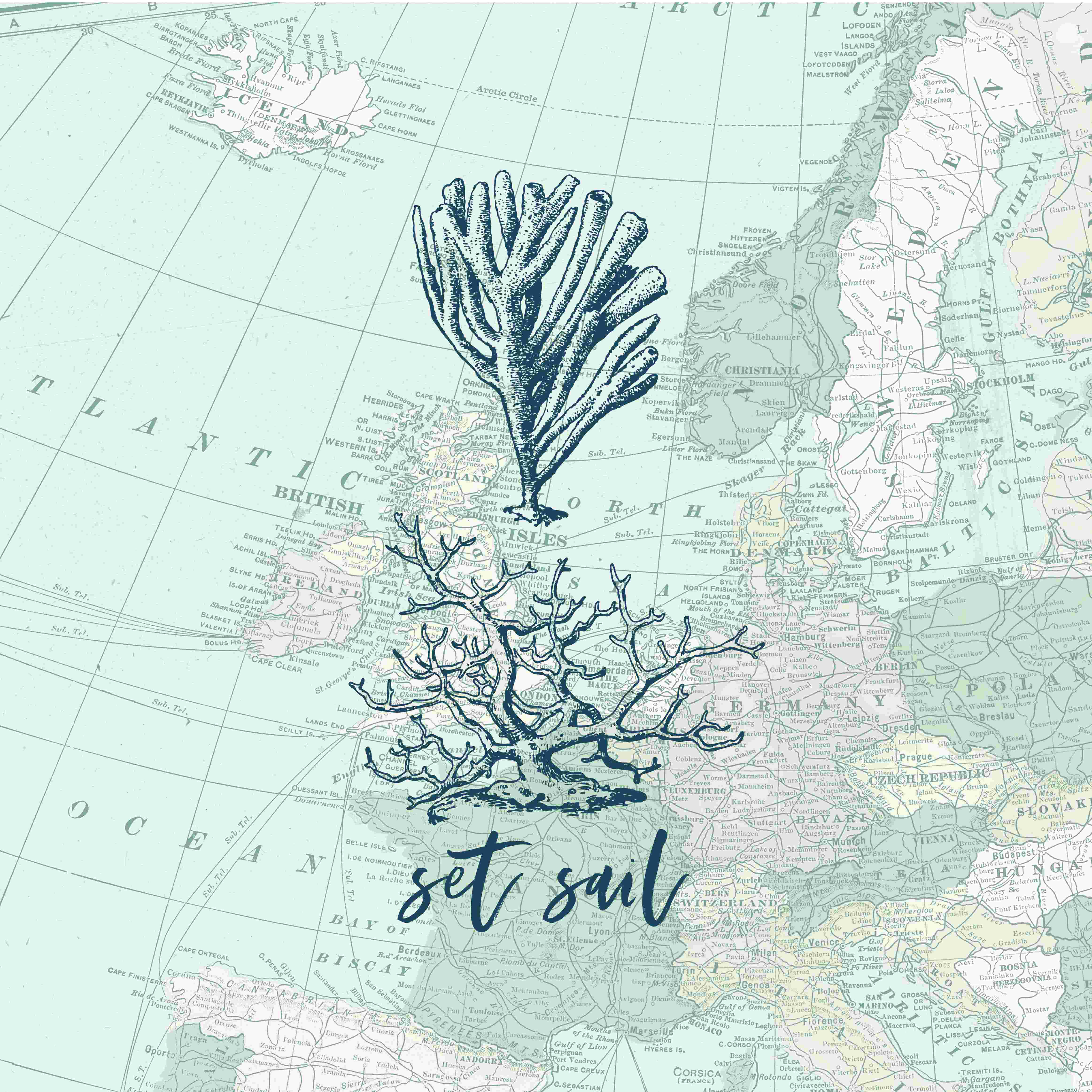 Highland Dunes Coastal Map Set Sail | Wayfair
