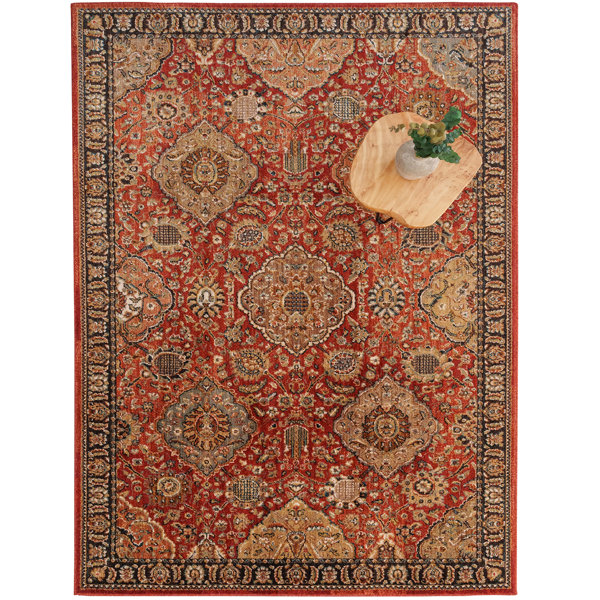 Bungalow Rose Michealla Performance Terra Cotta Rug | Wayfair