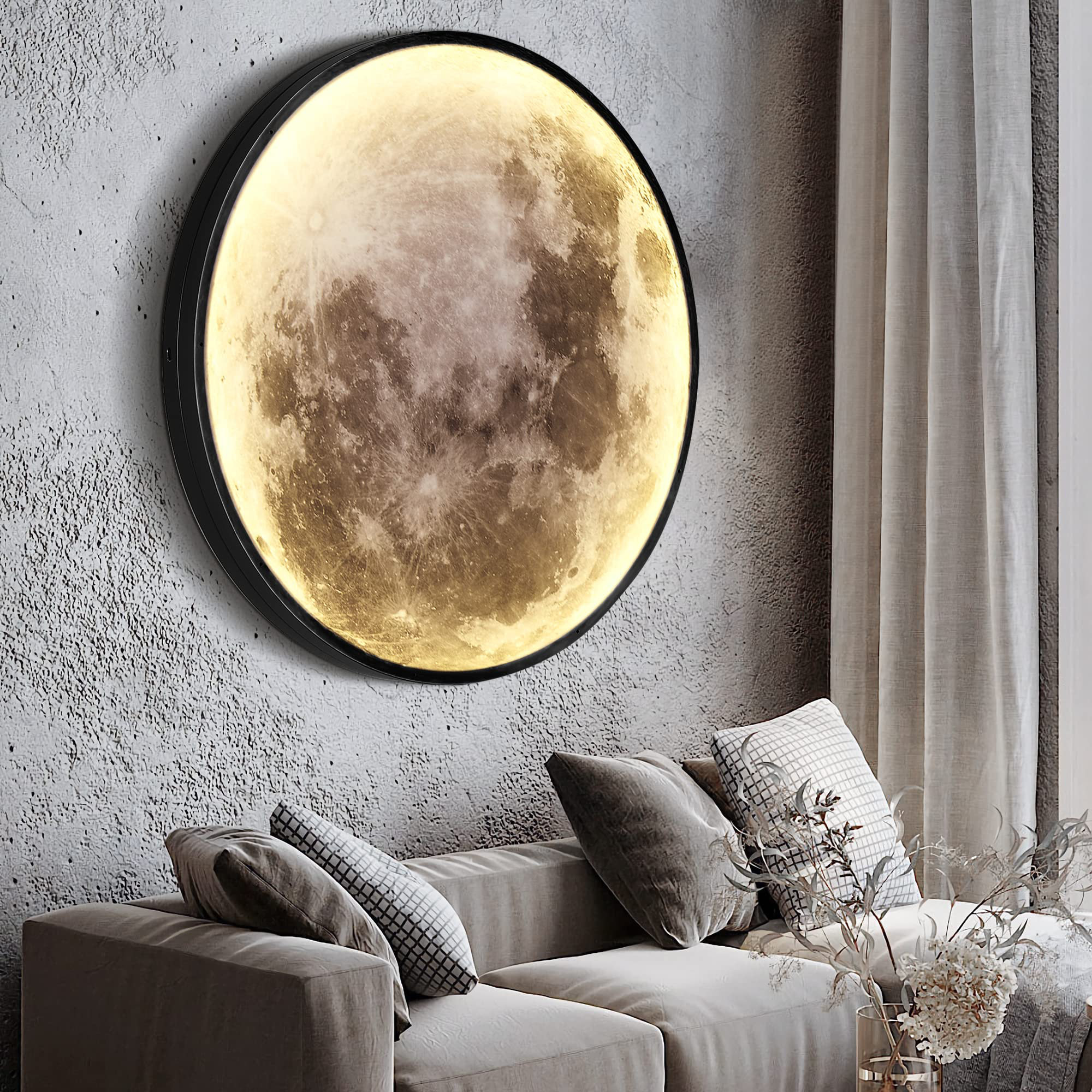 Brayden Studio® Dimmable Moon Wall Light 23.6 Inch Wall Light With ...