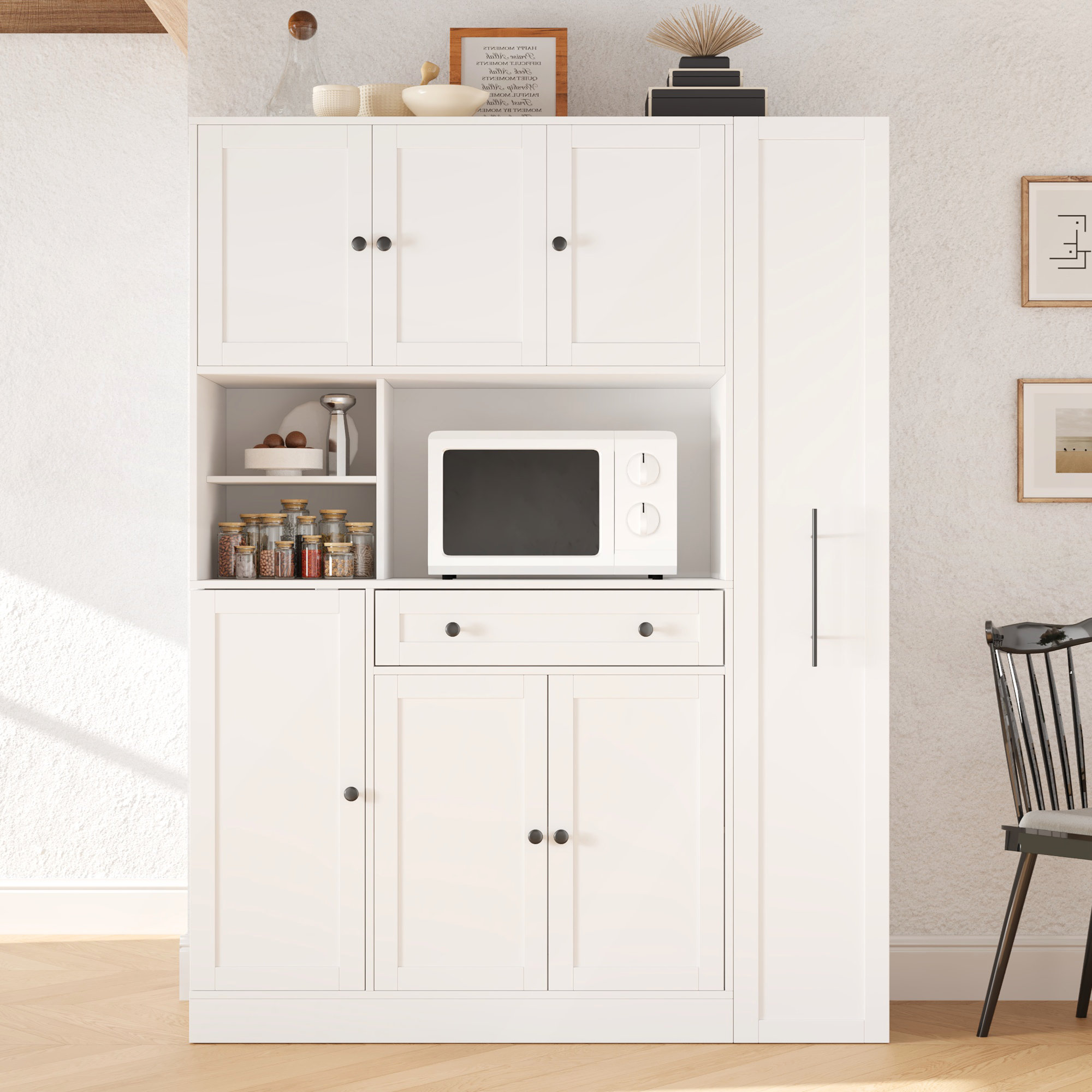 BURDOCK Traditional Freestanding Buffet with Hutch,Pull-Out Side ...