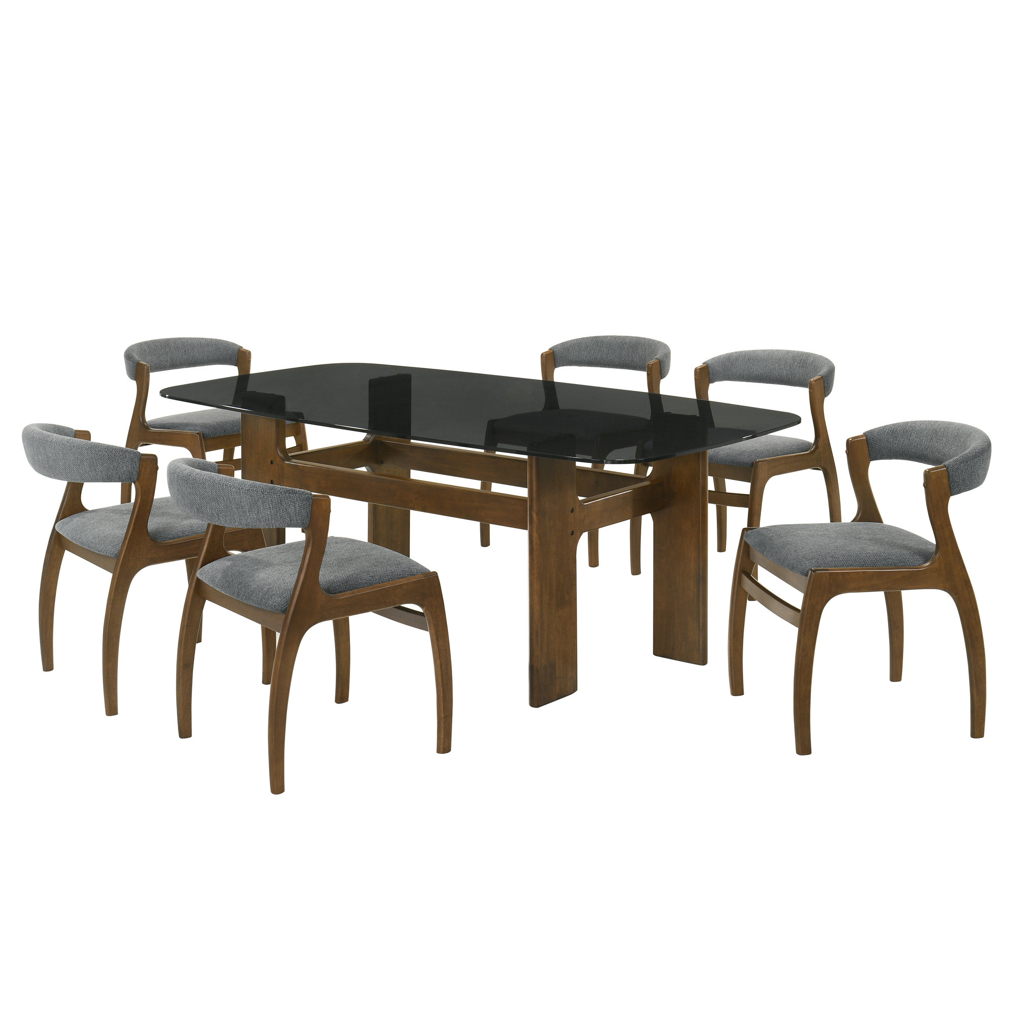 George Oliver Cato Mid-Century Modern 7-Piece Wood Dining Set In Walnut ...