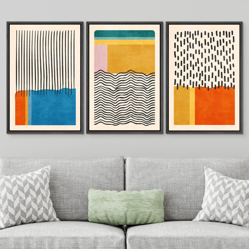 IDEA4WALL Abstract Vibrant Color Blocks Mid-Century Vibrant Color Block ...