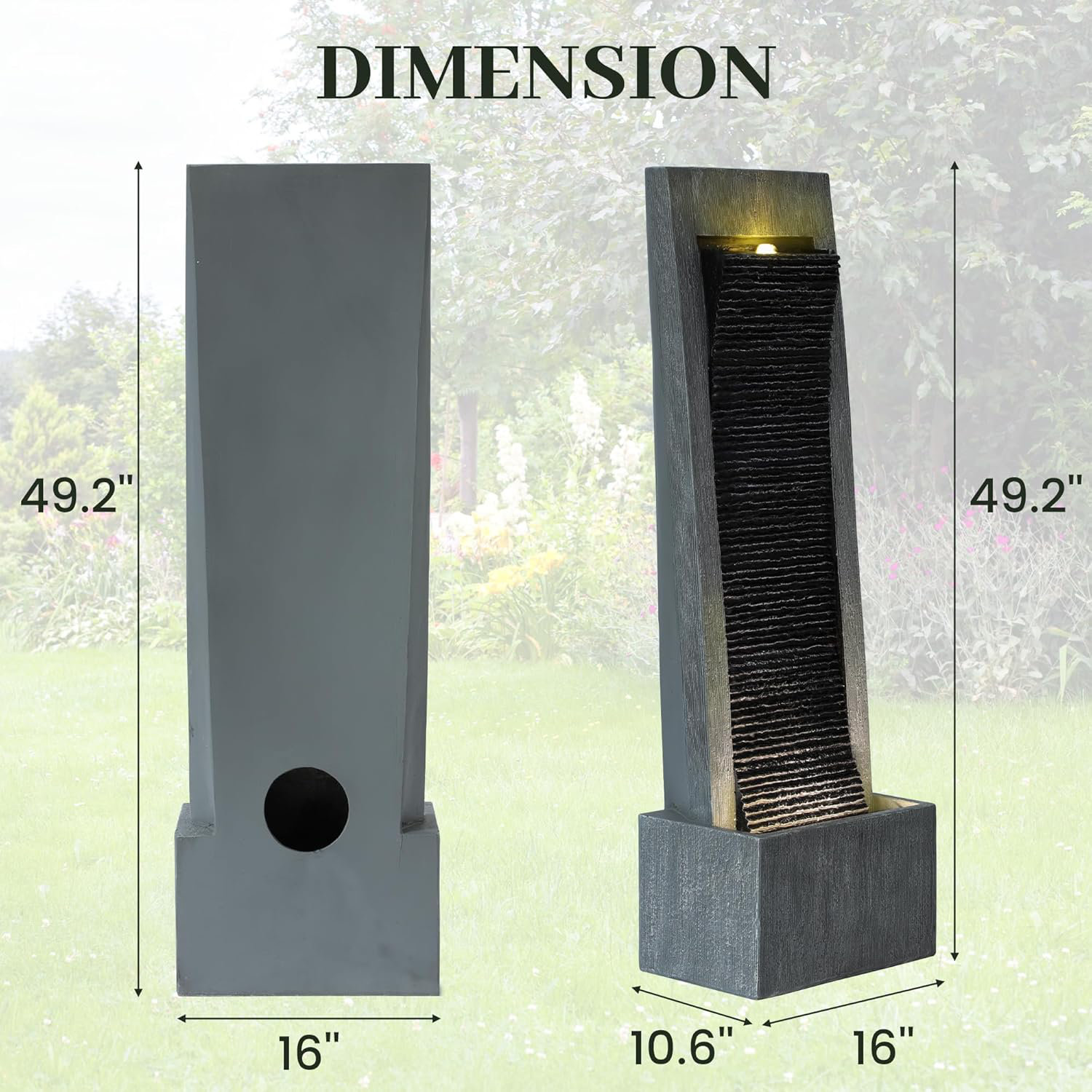 Latitude Run® Outdoor Cascading Freestanding Flowing Fountain, 49.2" H ...