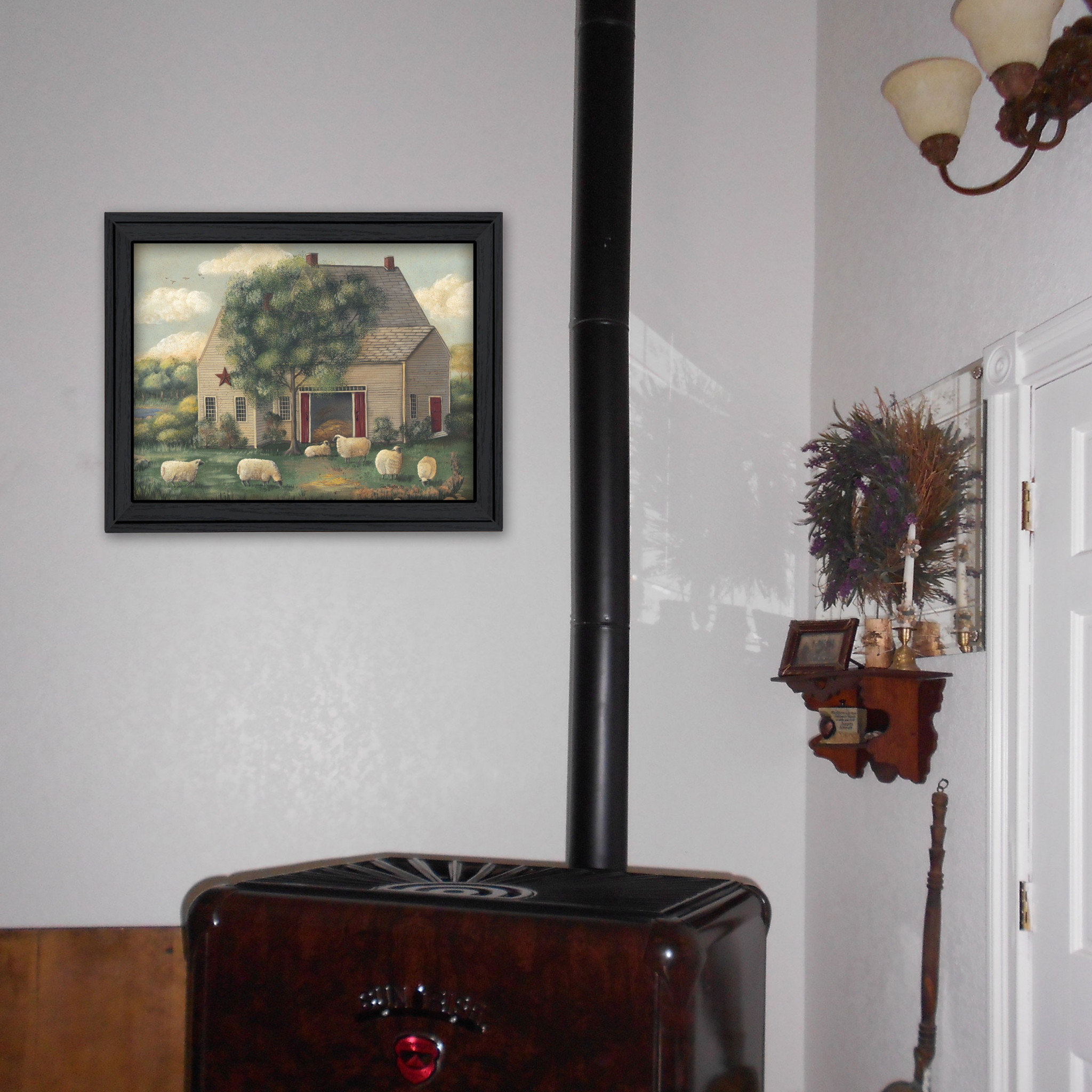 August Grove® Wooly Sheep Black Framed Print Wall Art | Wayfair