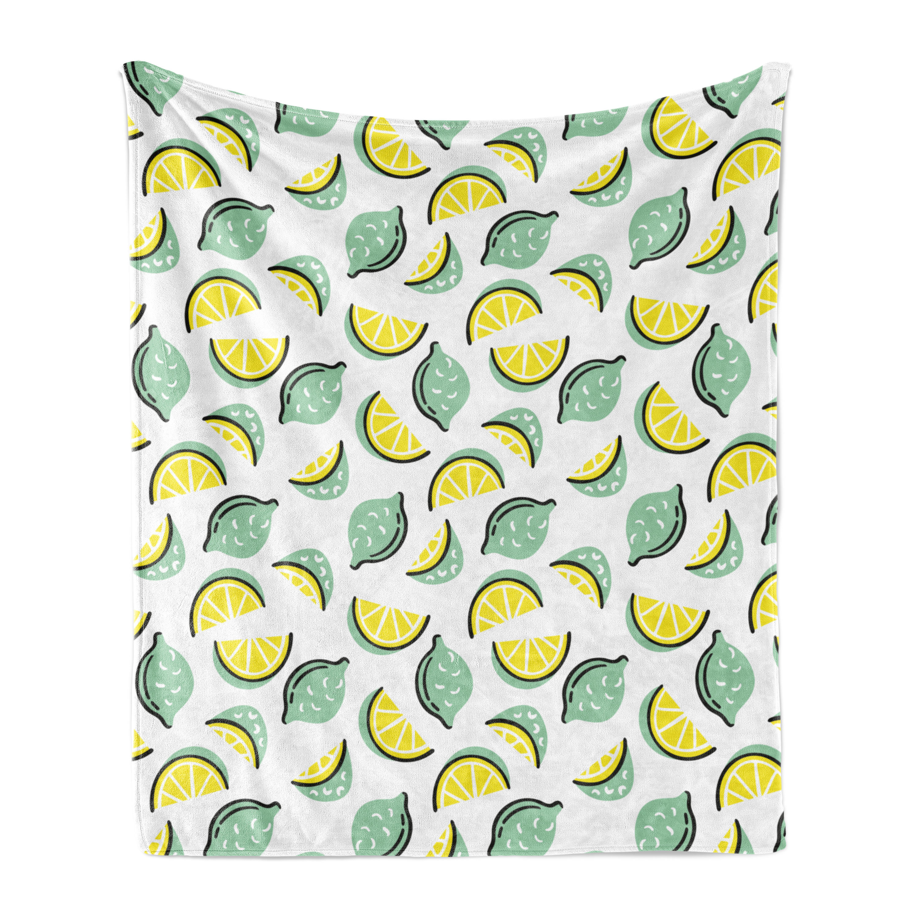 Ambesonne Lemon Fleece Throw Blanket Graphical Vibrant Sour Fruits Mint ...