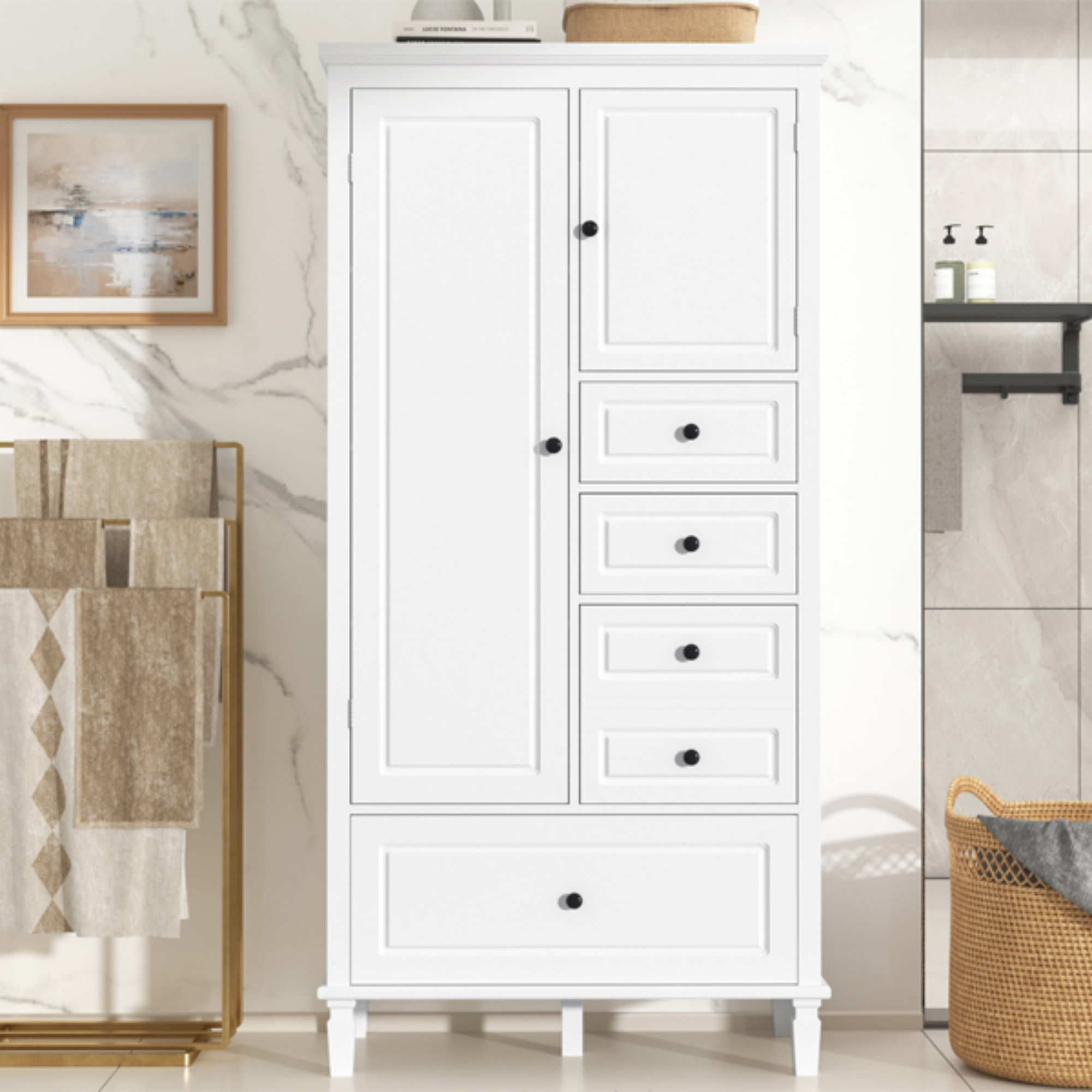 One Allium Way Armoire de rangement haute et large avec portes pour ...