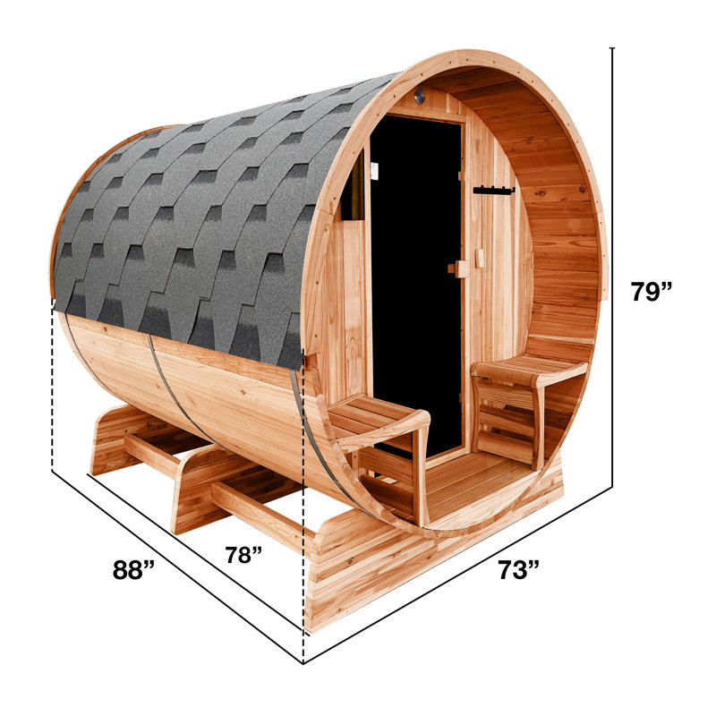ALEKO Outdoor Rustic Cedar Barrel Steam Sauna - Front Porch Canopy - UL ...