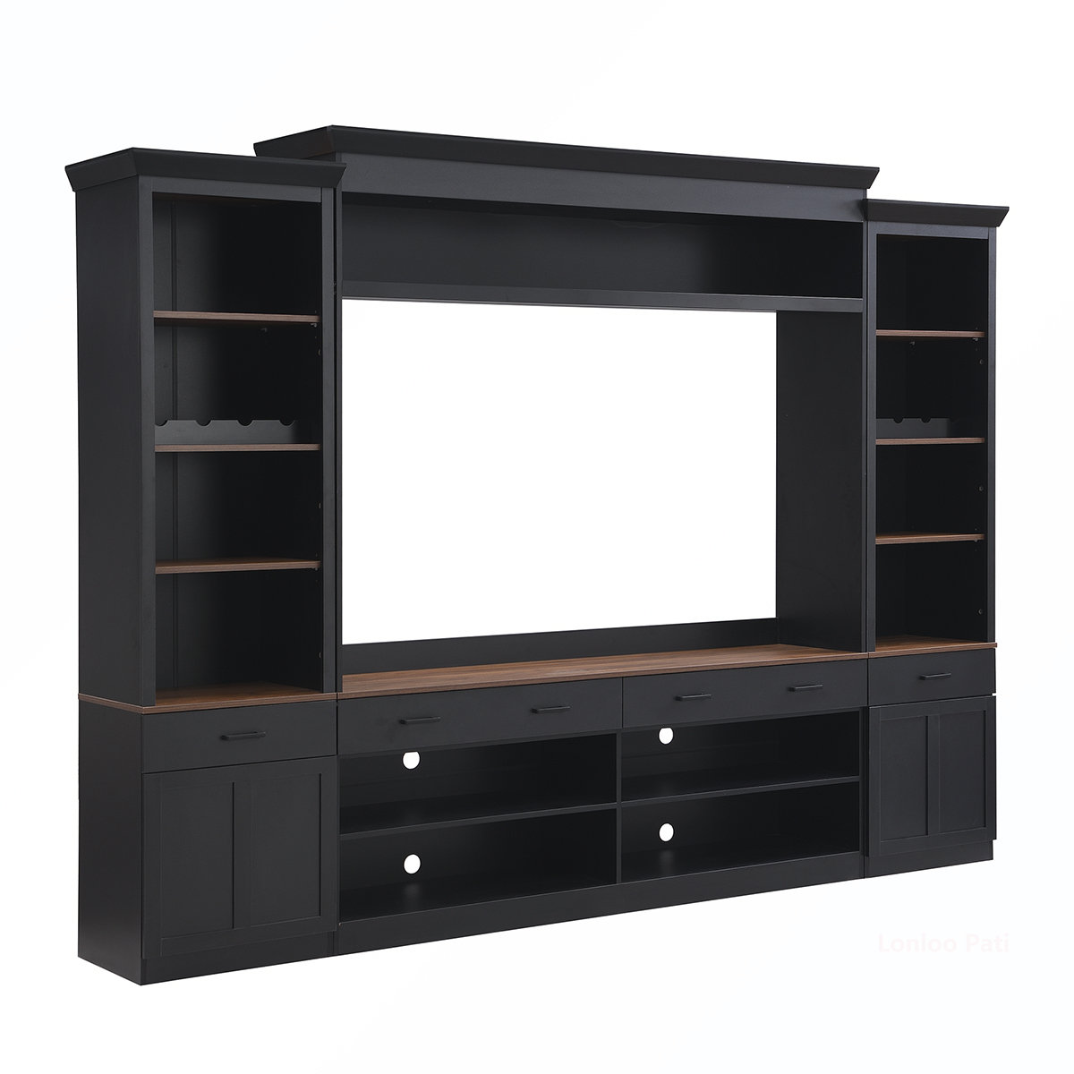 Corrigan Studio Versatile Entertainment Wall Unit Set with Adjustable ...