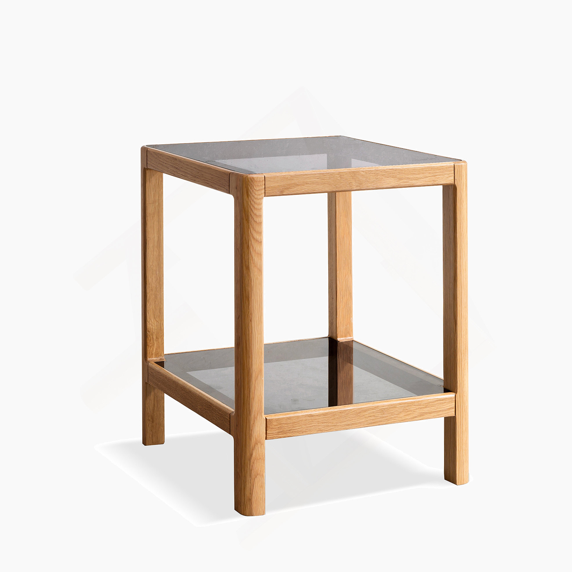 Ebern Designs Natural Oak Wood End Table with Tempered Glass for Living ...