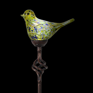 Exhart Solar Pearlized Hand Blown Glass Bird Garden Stake, 6 by 31 ...