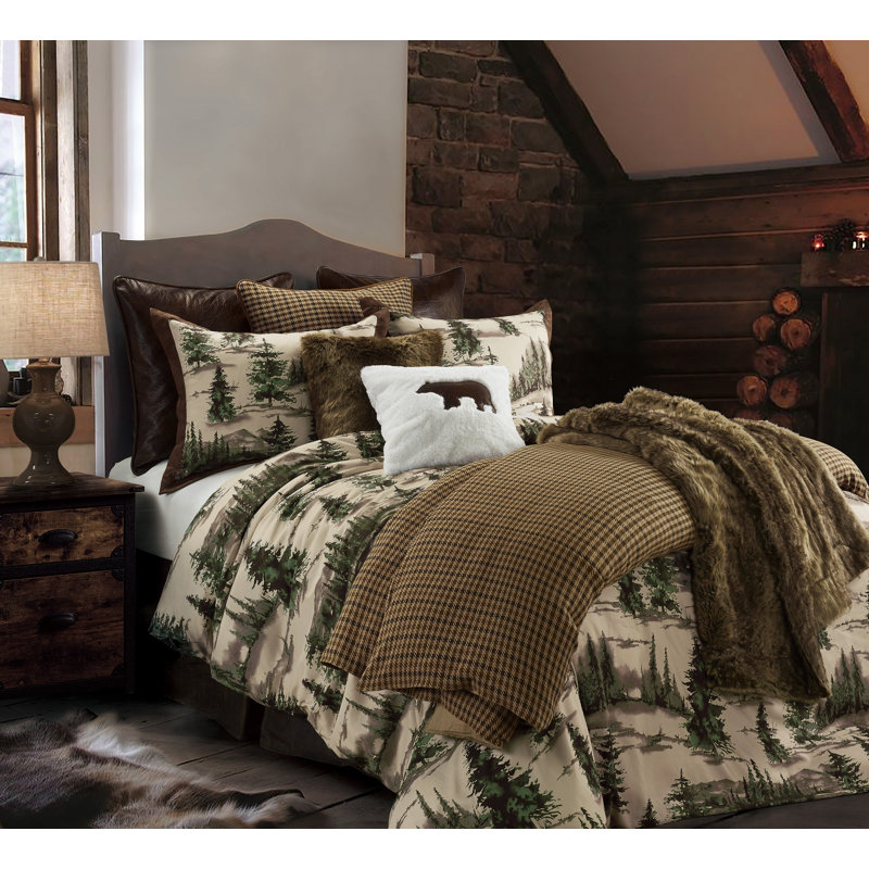 Paseo Road by HiEnd Accents Joshua Cream, Green and Brown Pine Tree ...