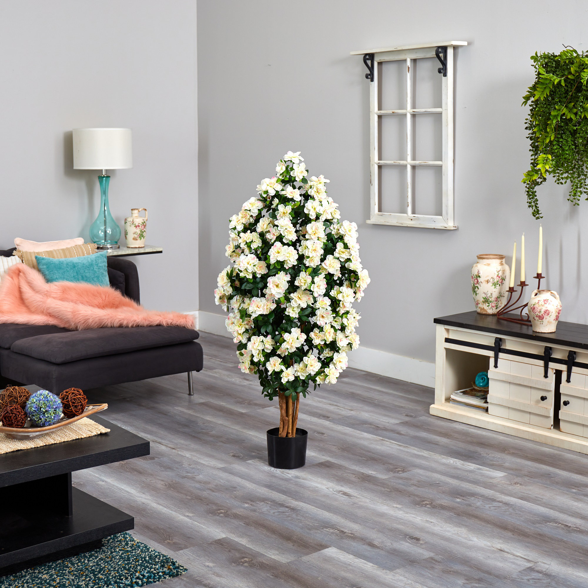 Charlton Home® 51" Artificial Azalea Tree in Pot & Reviews | Wayfair