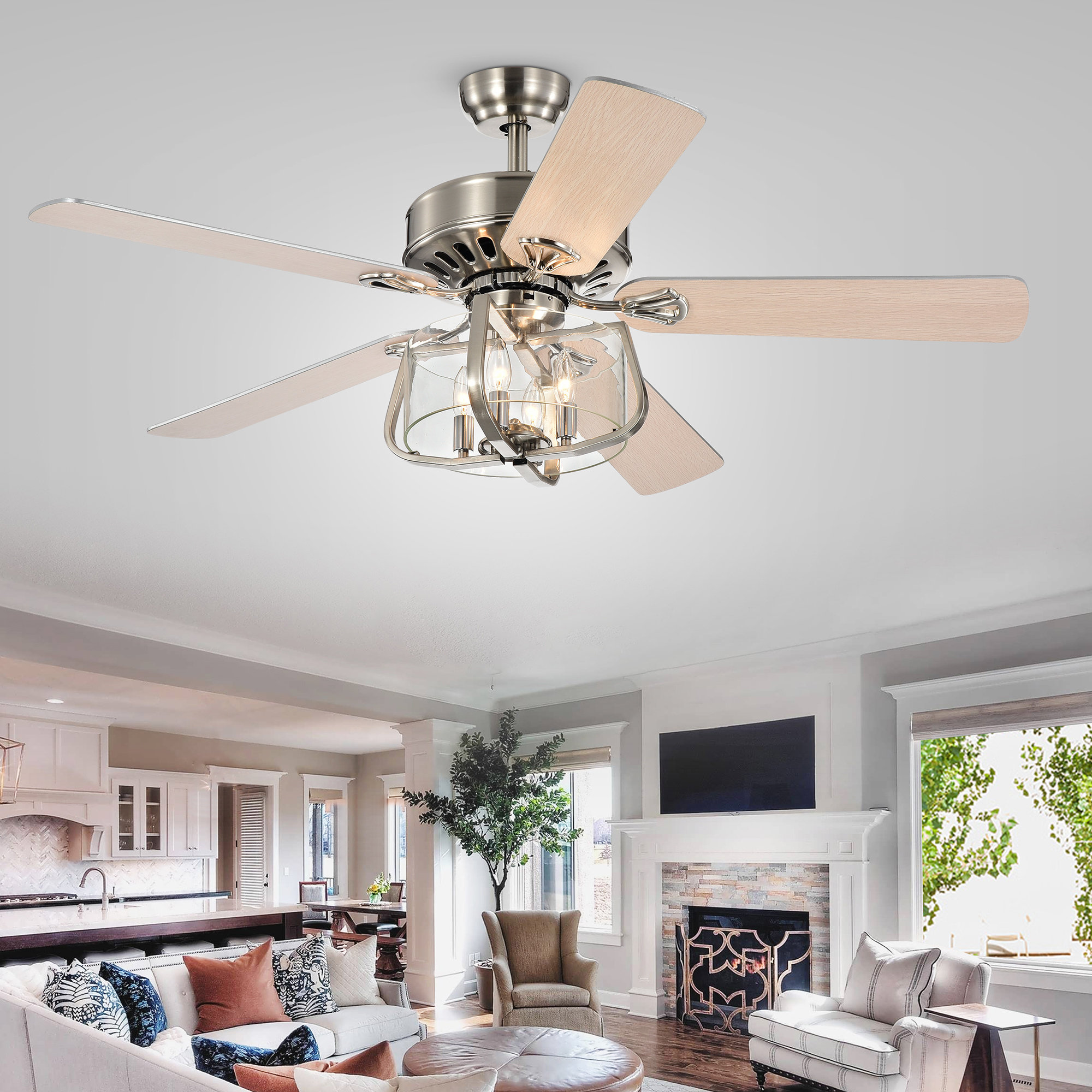 Longshore Tides 52" Mobley 5 - Blade Caged Ceiling Fan with Remote ...