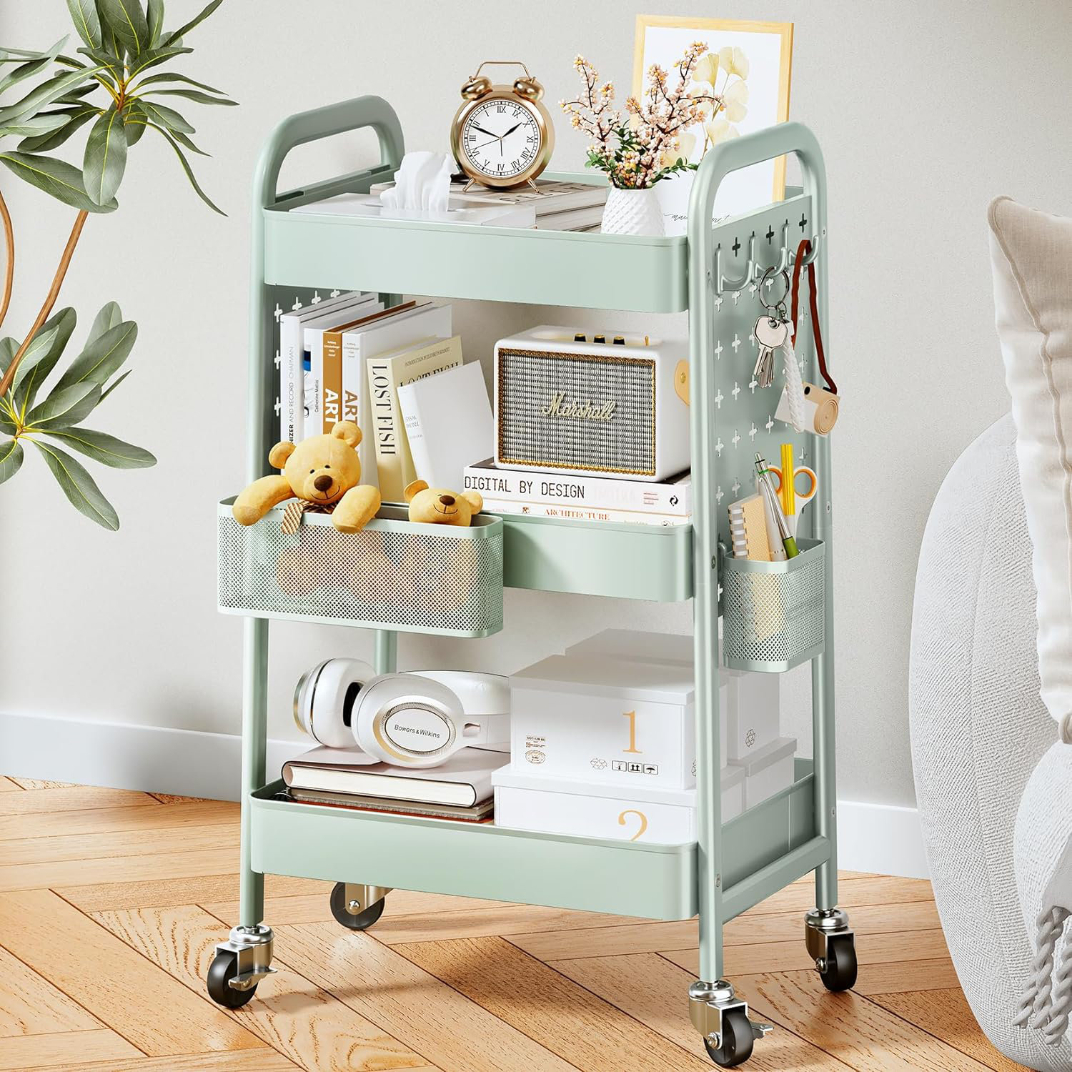 Elaine Mercure Rolling Utility 3 Tier Organizer Cart With Wheels Metal ...