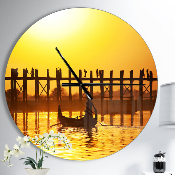 East Urban Home Bridge in Myanmar - Modern wall clock | Wayfair