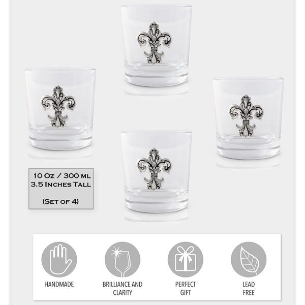 Arthur Court Designs 4 - Piece Fleur-de-Lis Whiskey Glassware Set | Wayfair