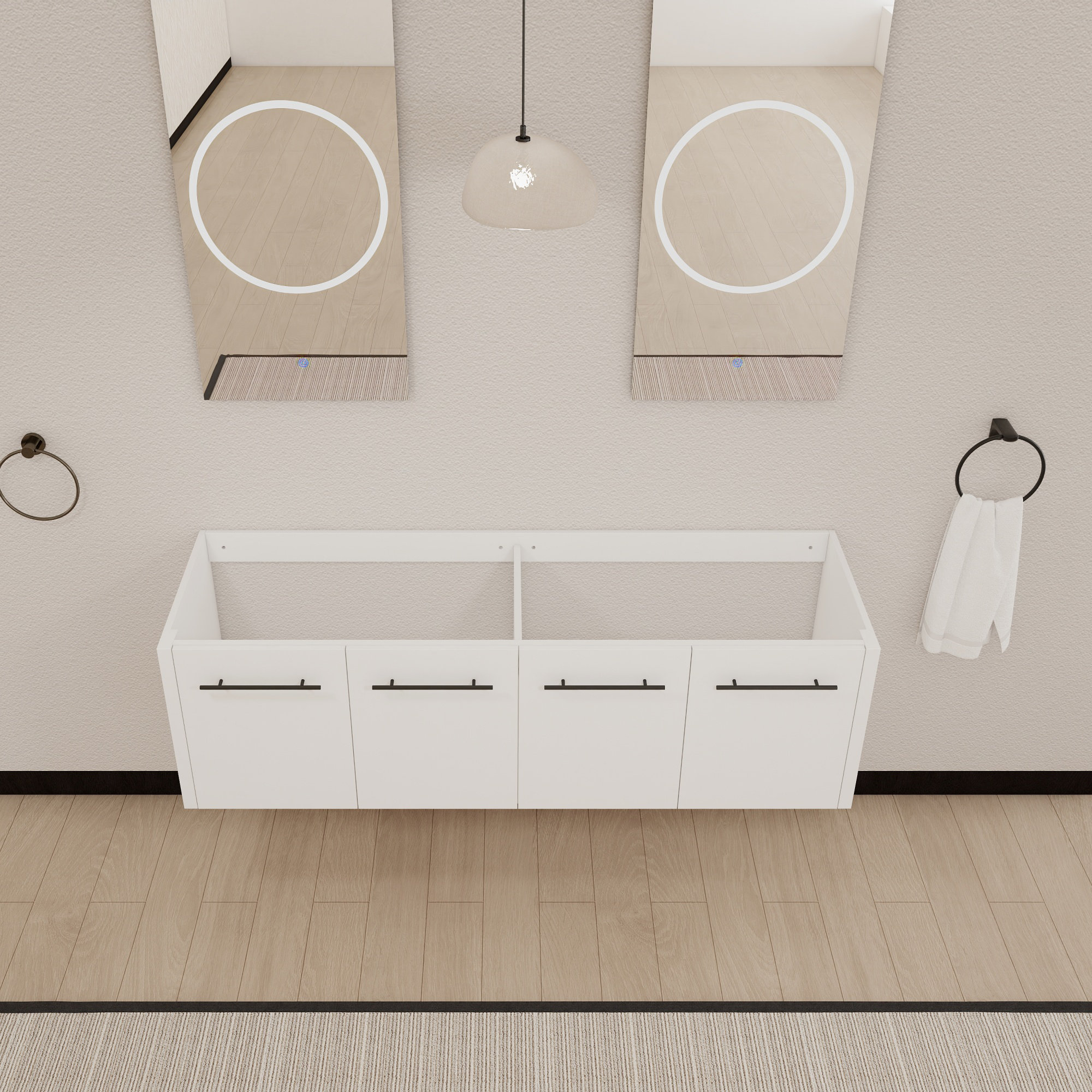 George Oliver 60 Inch Wall-Mounted Bathroom Vanity (Only The Cabinet ...