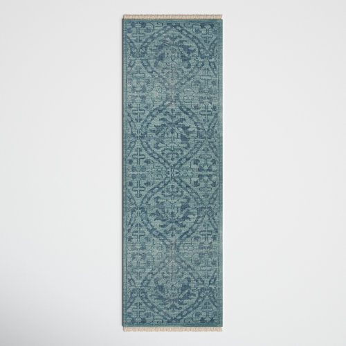 Addie Wool Teal/Navy Rug & Reviews | Birch Lane