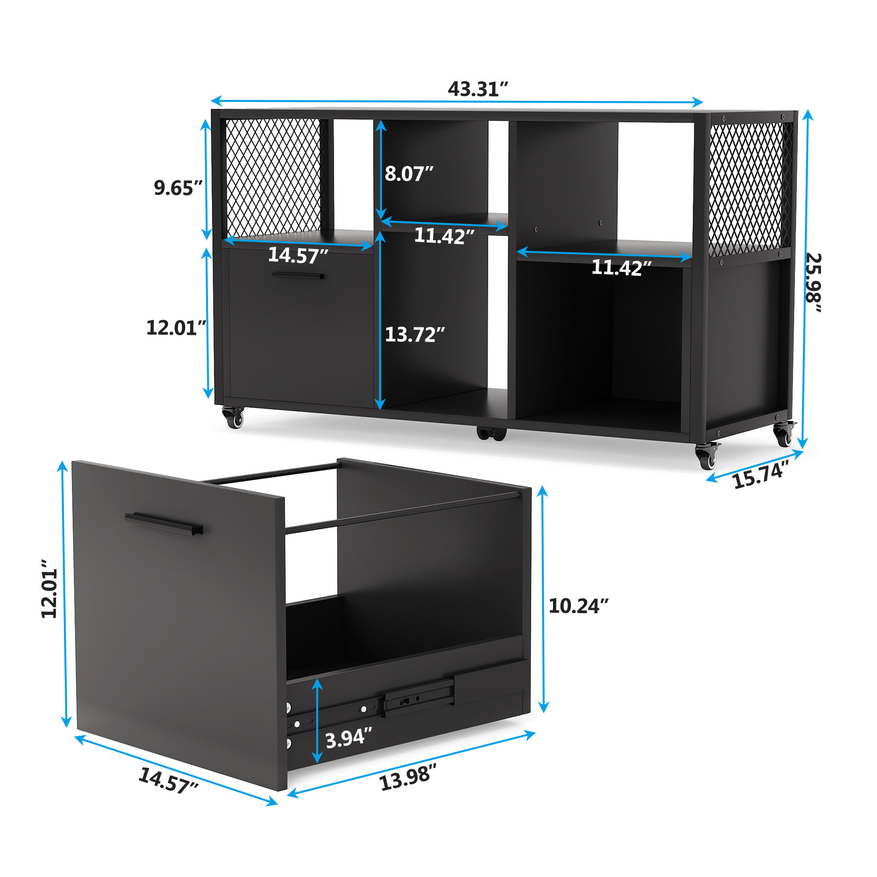 Rebrilliant Dunmyer 43.3'' Wide 2 -Drawer Mobile Lateral Filing Cabinet ...