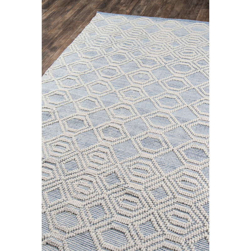 Union Rustic Laguanda Geometric Handmade Flatweave Light Blue/White ...