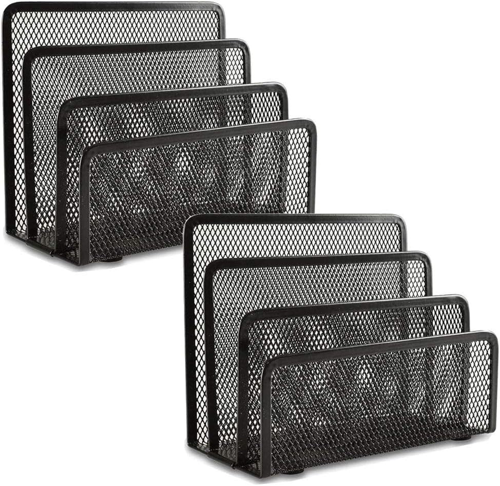 17 Stories Black 2-Pack Metal Mesh Magazine Holder (2-Compartment ...