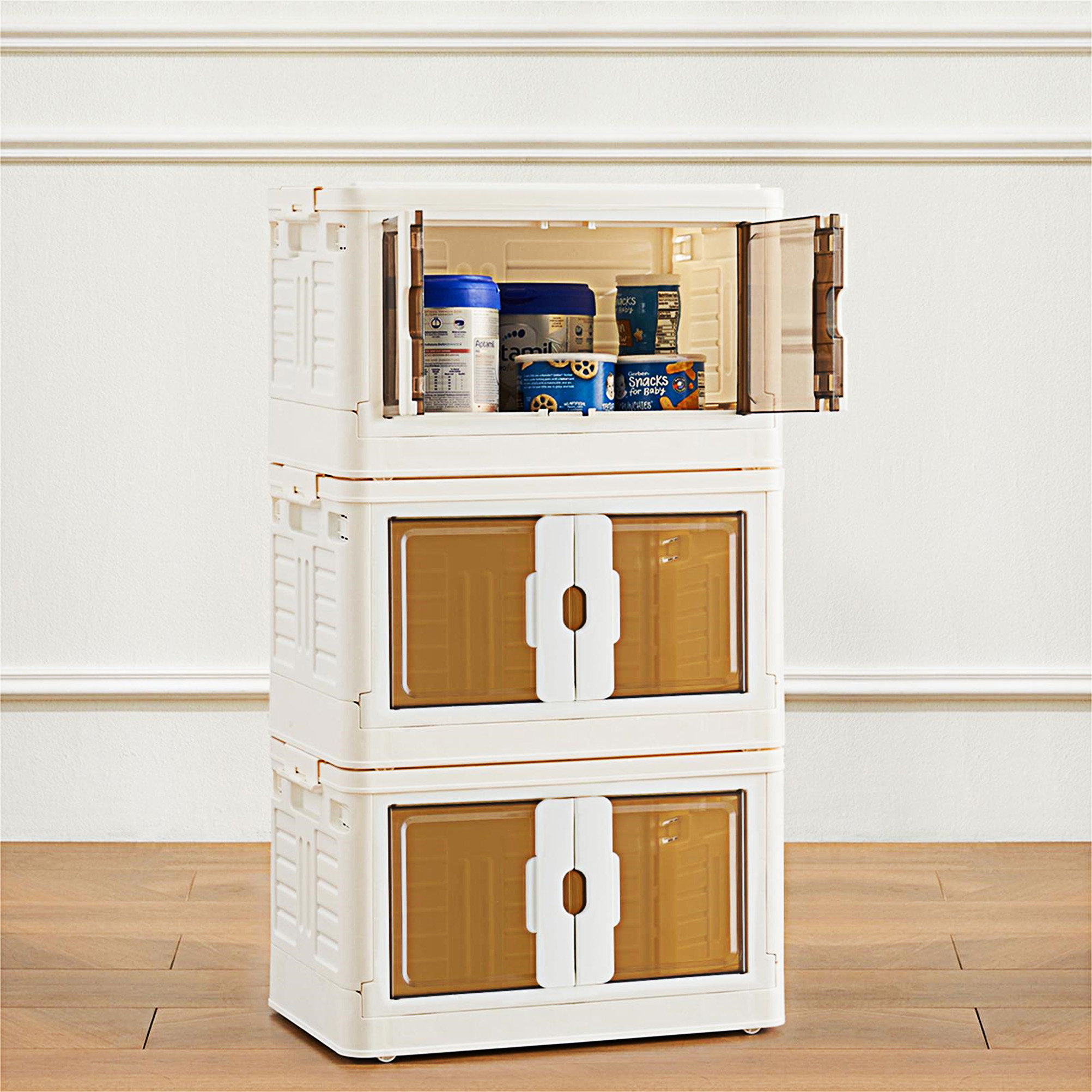 Rebrilliant Stackable Plastic Storage Bins With Lids Foldable Storage ...