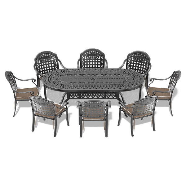 Bloomsbury Market Anely 8 - Person Oval Outdoor Dining Set with ...