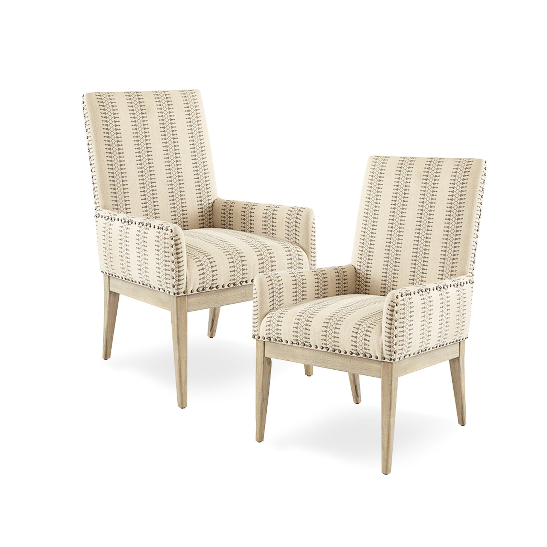 One Allium Way® 2Pcs High Back Dining Arm Chairs - Solid Wood Legs ...