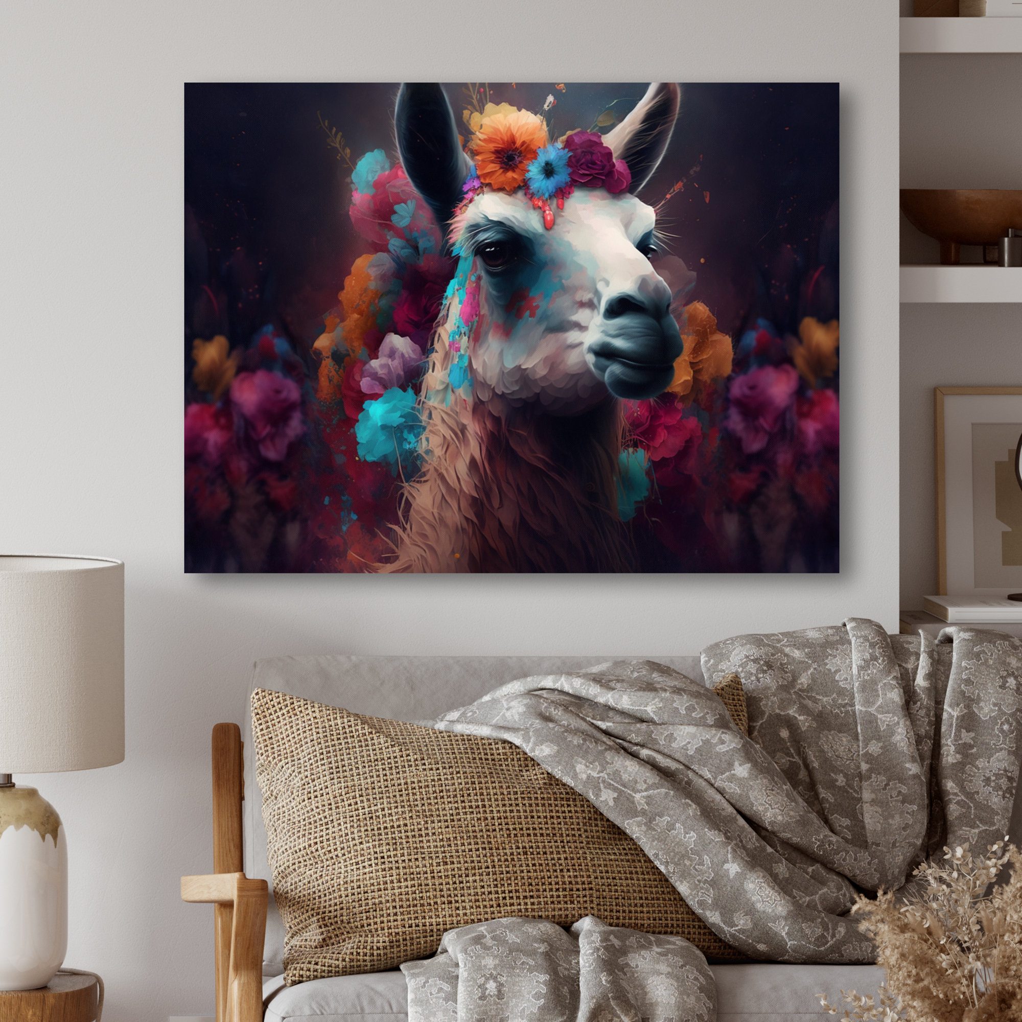 Trinx Floral Lama I - Painting on Canvas | Wayfair