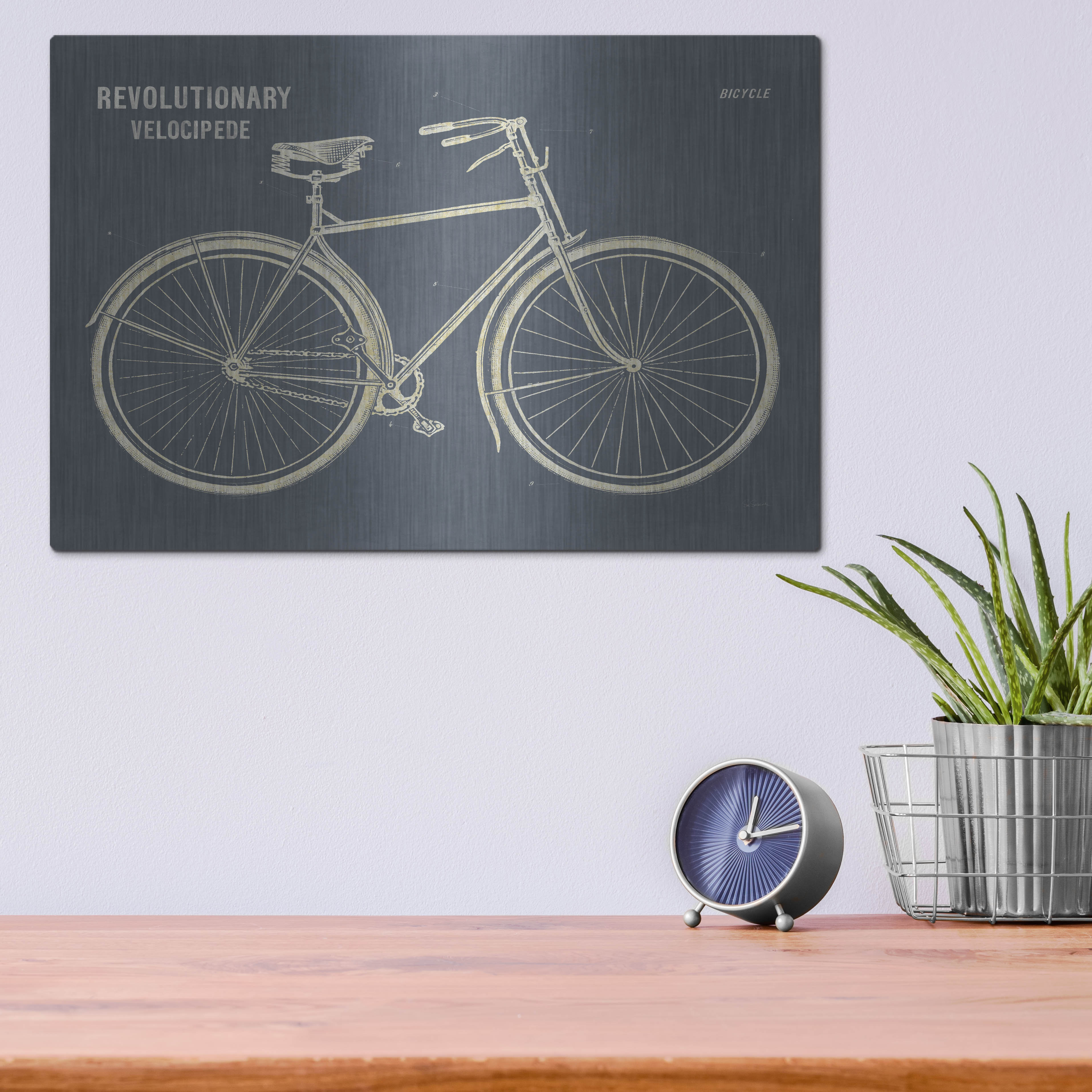 Williston Forge Blueprint Bicycle Flipped Gray' by Sue Schlabach Metal ...