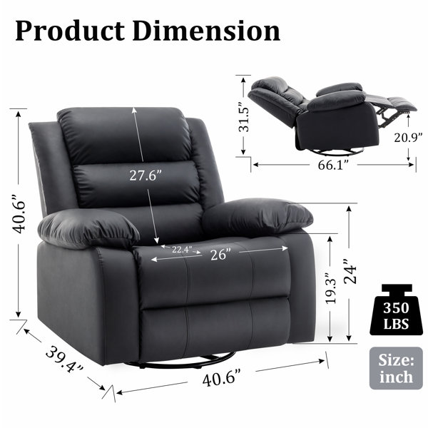 Ebern Designs Recliner Chair, Wide Rocker Chair, Rocker Recliner With ...
