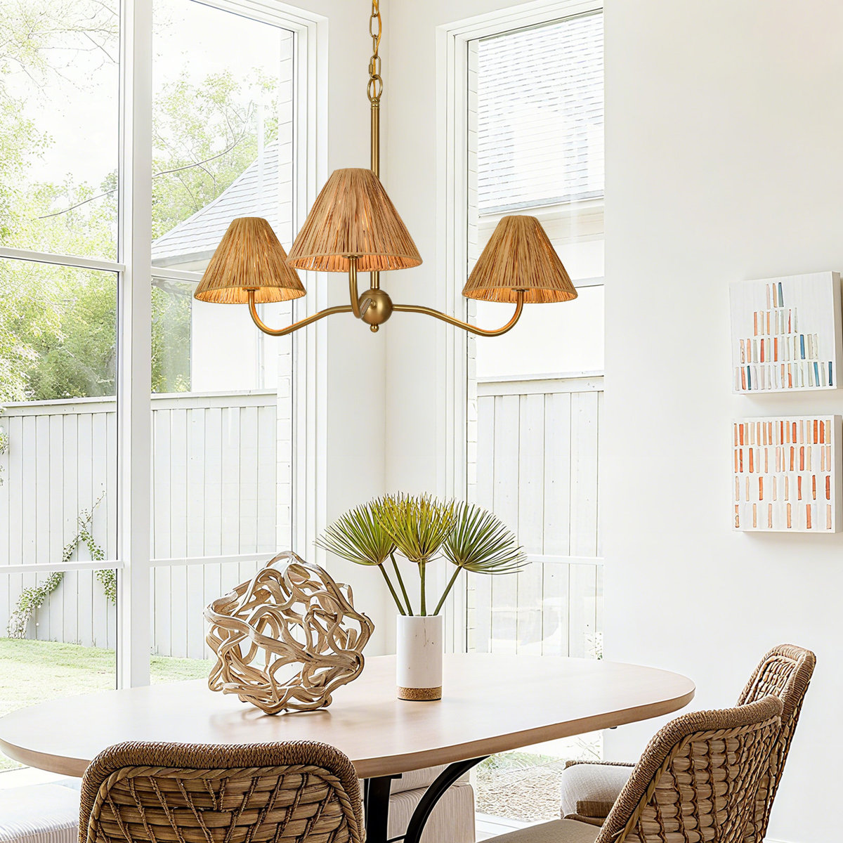 Bay Isle Home™ 3-Light Adjustable Cone Pendant – Hand-Wrapped Paper ...