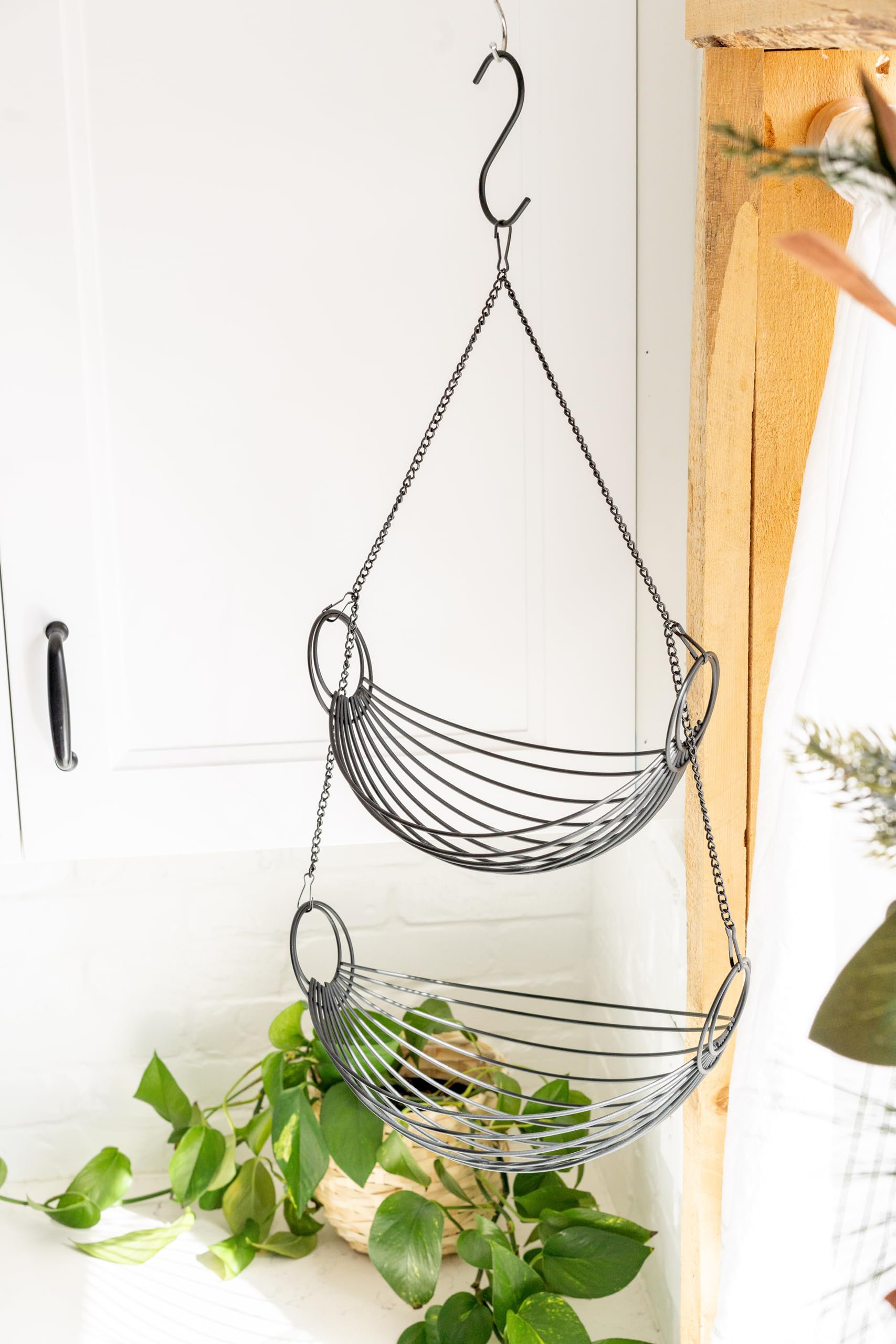 Mint Pantry 2 Tier Canoe-Shaped Iron Hanging Kitchen Baskets - Stylish ...