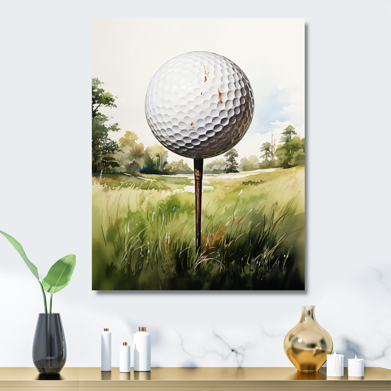 Hokku Designs Minimalism Golf Ball I - Golf Metal Wall Art Prints | Wayfair