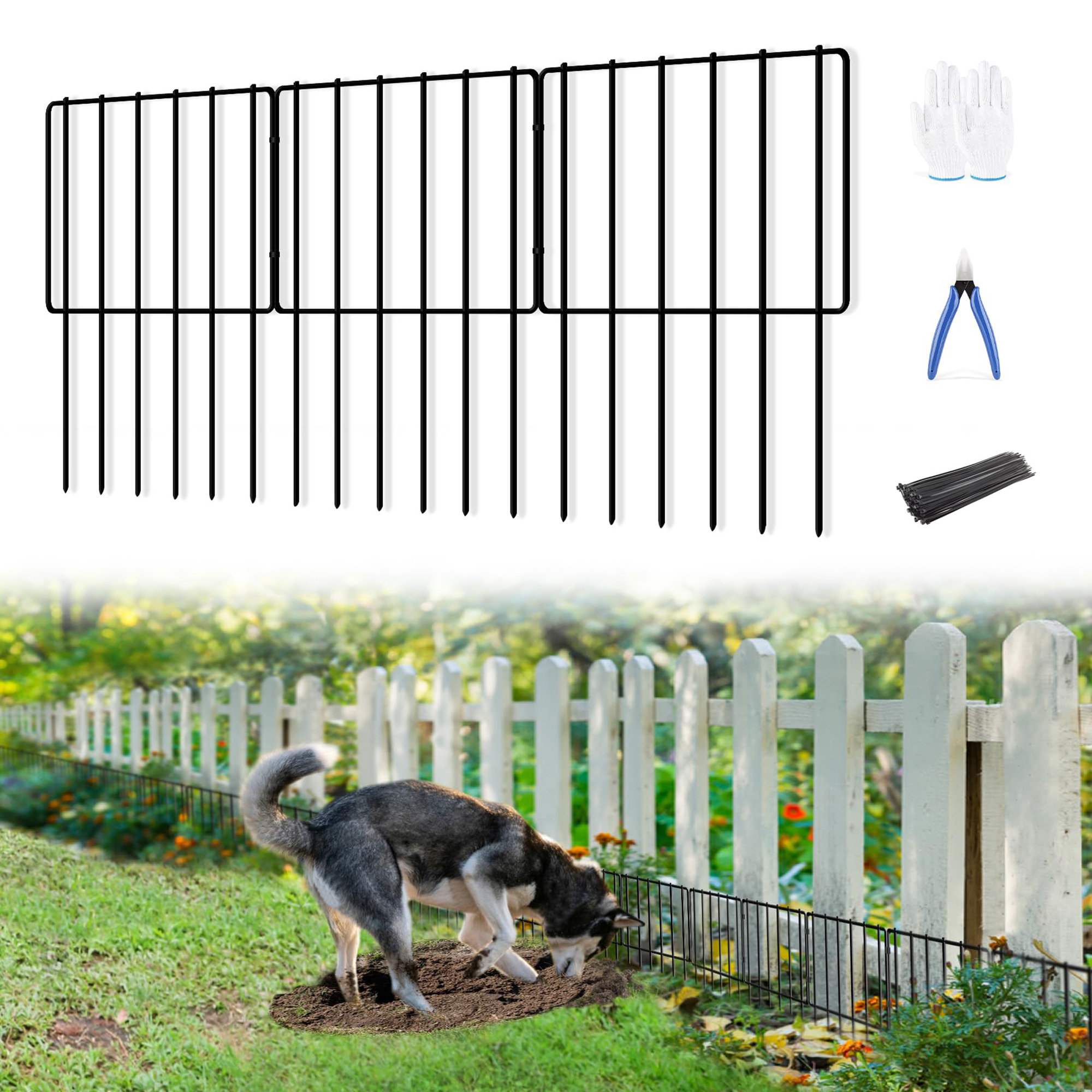 BINNBOX Animal Barrier Fence, 25 Panels Dog No Digging Fence Barrier ...