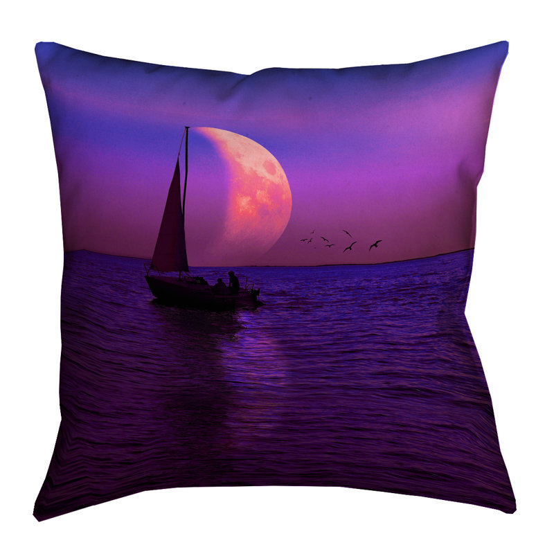 ArtVerse 'David Khieu Magenta Moon and Sailboat Indoor/Outdoor Throw ...