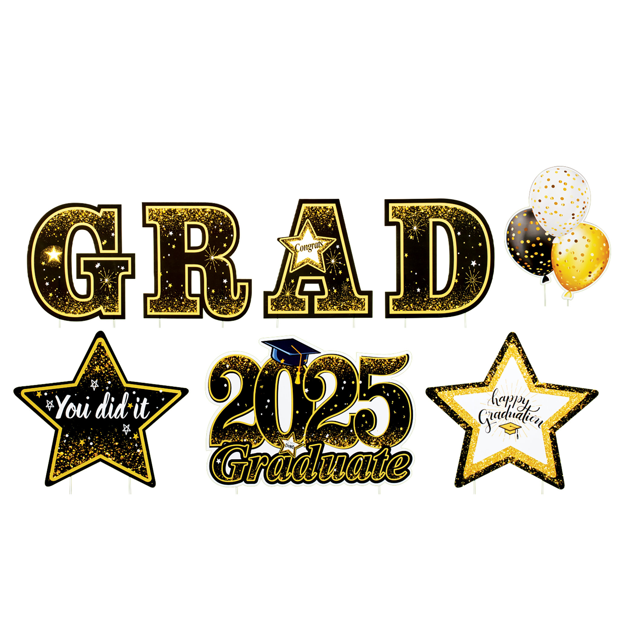 The Party Aisle™ 2025 Graduation Outdoor Garden Stakes - Set of 8 | Wayfair