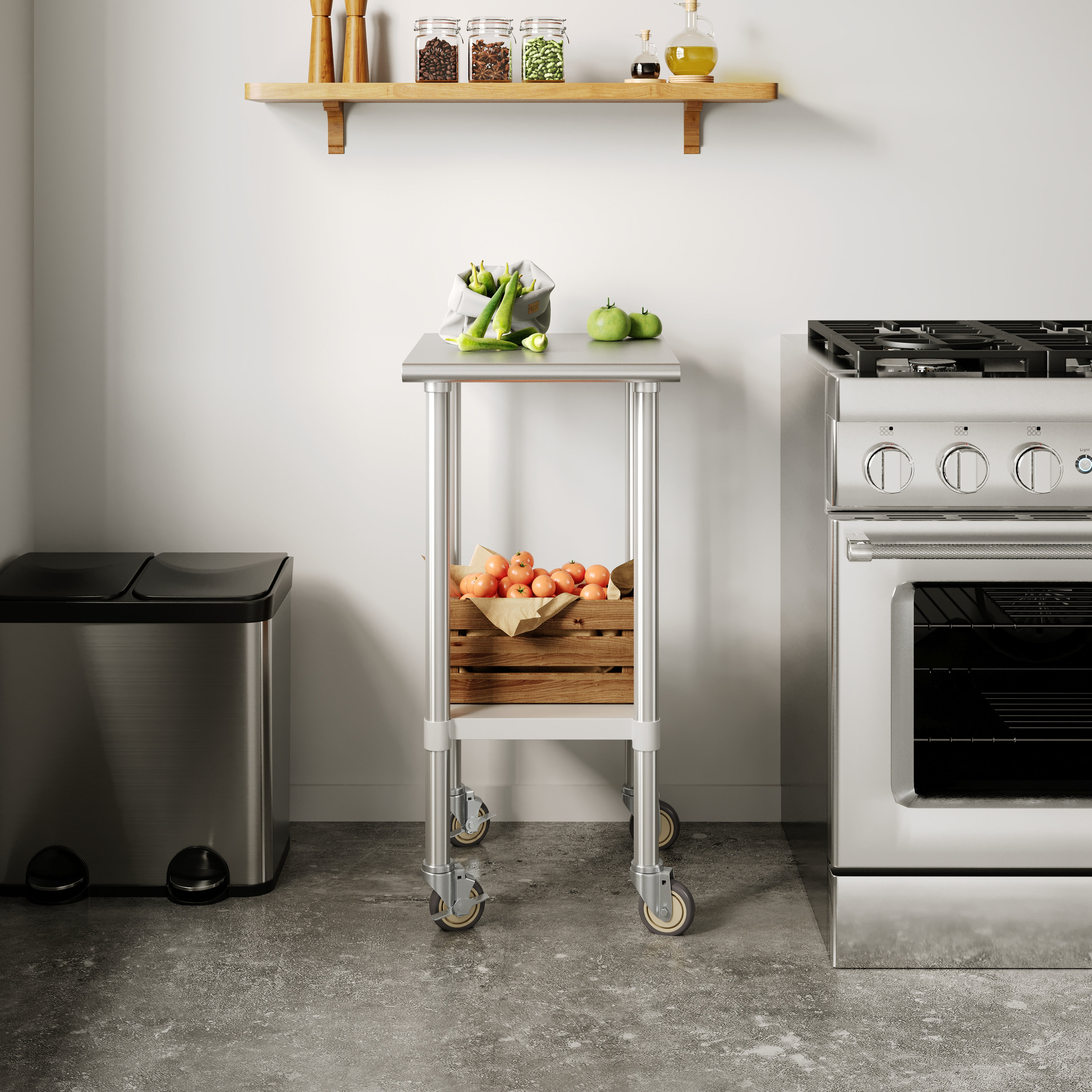 Flash Furniture Commercial Stainless Steel 18 Gauge Work Table with ...