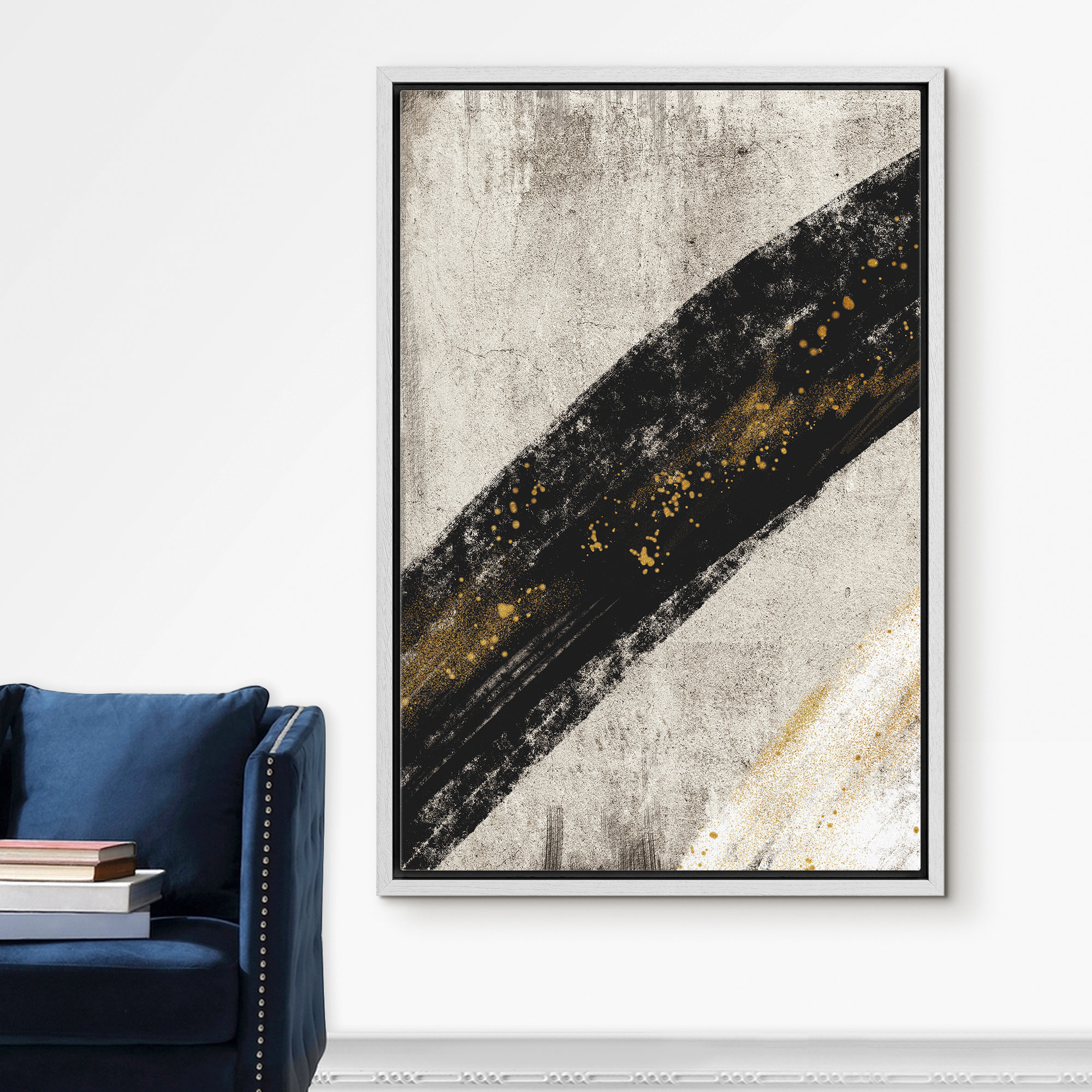 SIGNLEADER Framed Canvas Print Wall Art Fade Dark Paint Stroke On ...