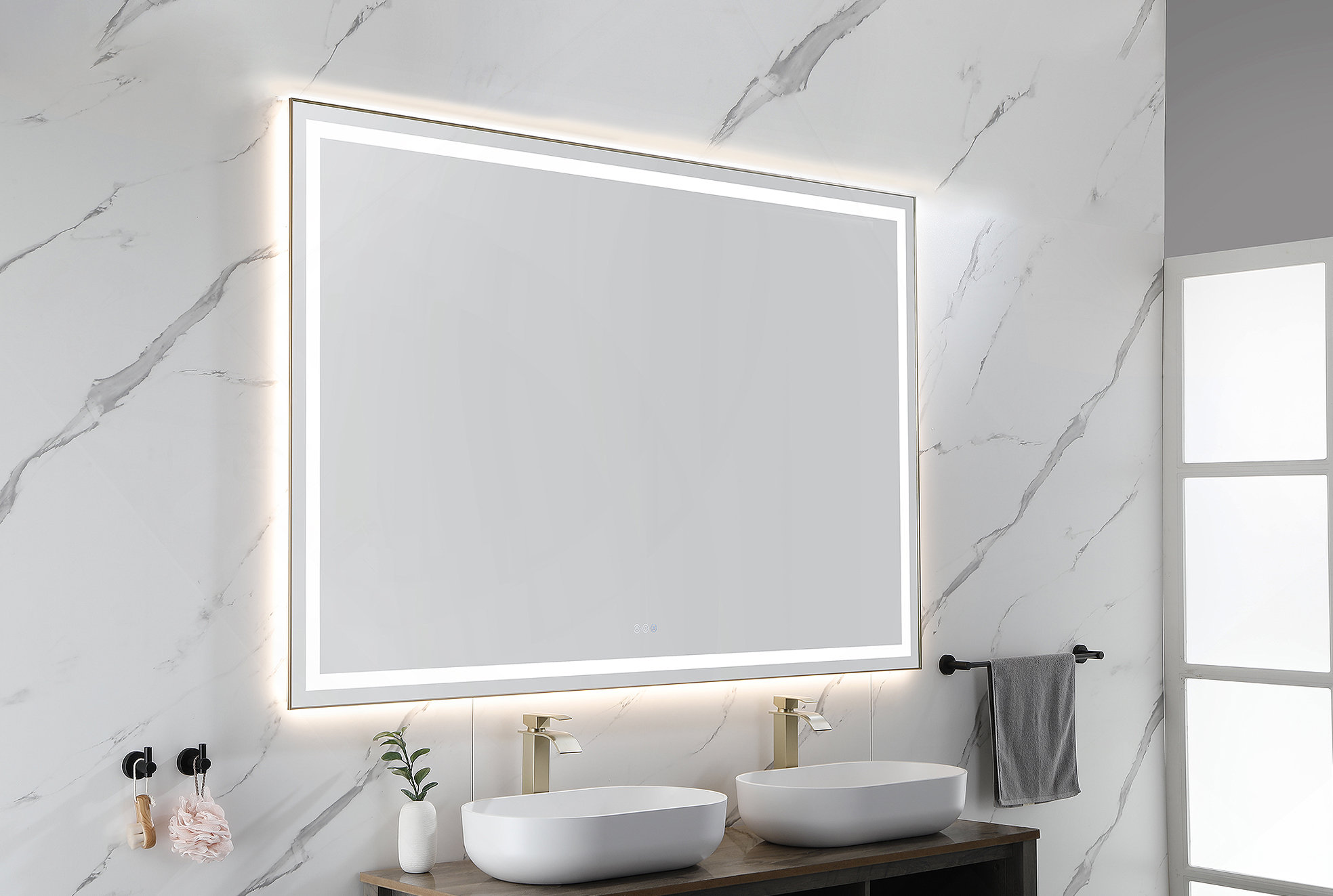 Orren Ellis 84 x 48 Inch LED Bathroom Mirror with Front and Backlight ...