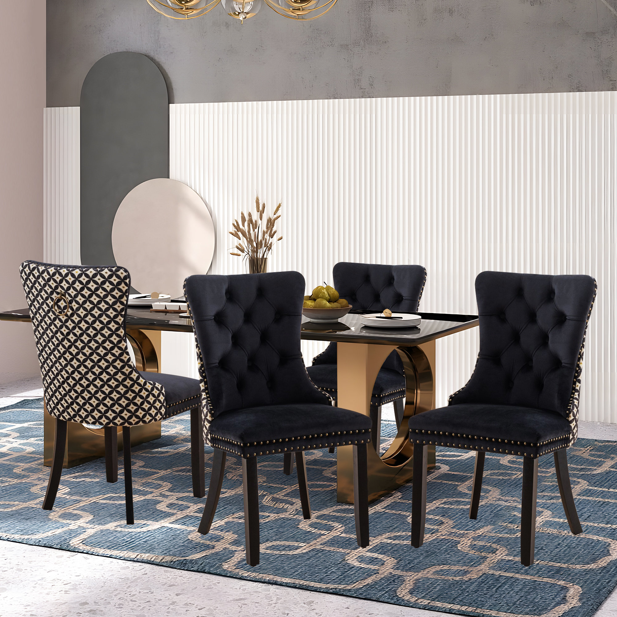 Rosdorf Park Kishaun Tufted Velvet Accent Dining Chairs & Reviews | Wayfair