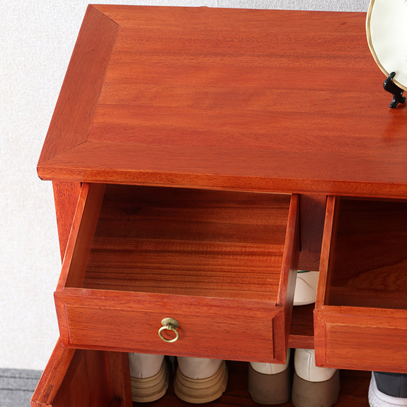 DICIXA Rosewood Shoe Cabinet 11 Pair Solid Wood Shoe Storage Cabinet ...