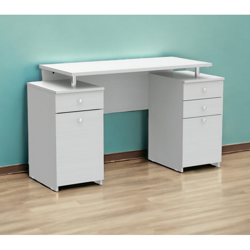 Latitude Run® Santoro 51" White Computer Desk With Five Drawers ...