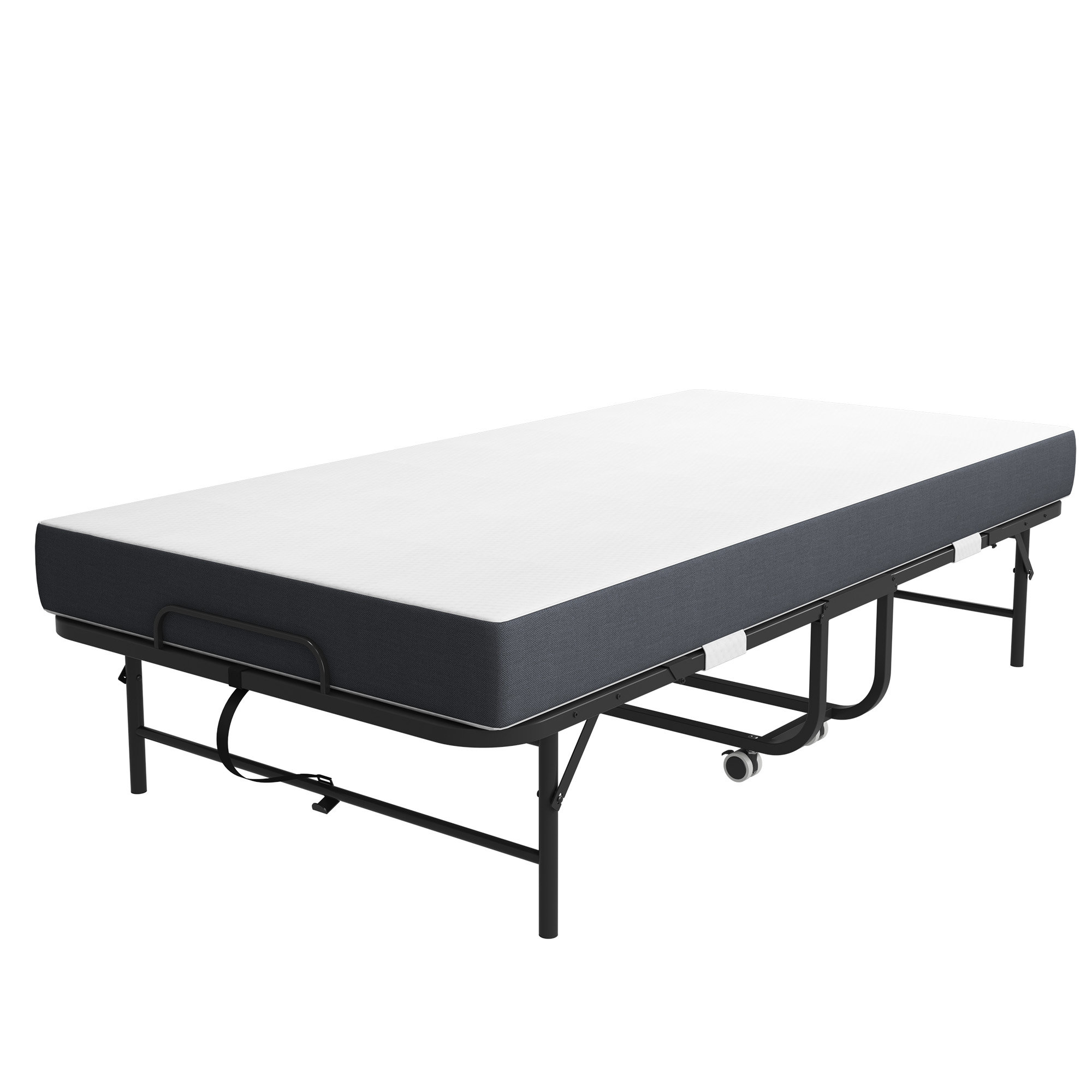 Latitude Run® Twin Folding Bed With 3.7 Inch Mattress,Portable Foldable ...