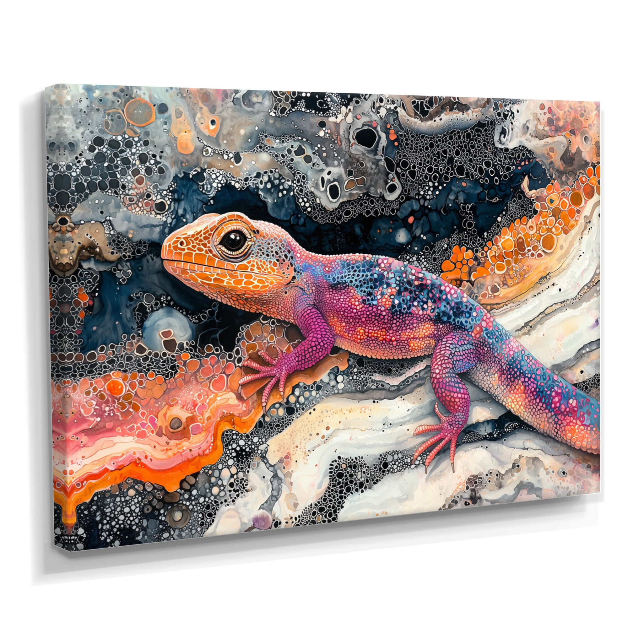 Lark Manor™ Colorful Lizard In The Lake Harmony II - Lizard Wall Art ...
