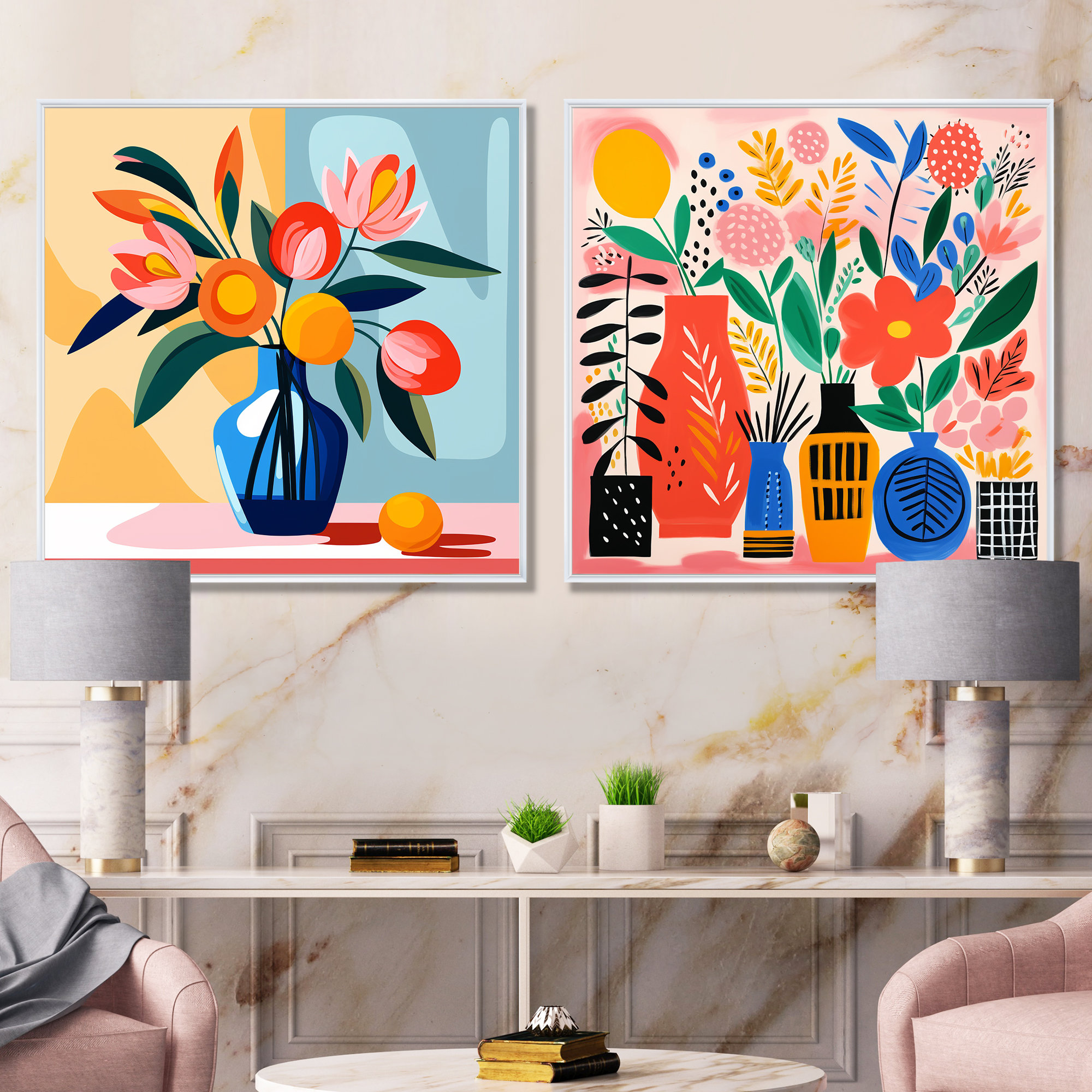 Winston Porter Henri Matisse Style Boho Flower Bouquet I - Boho Pottery ...