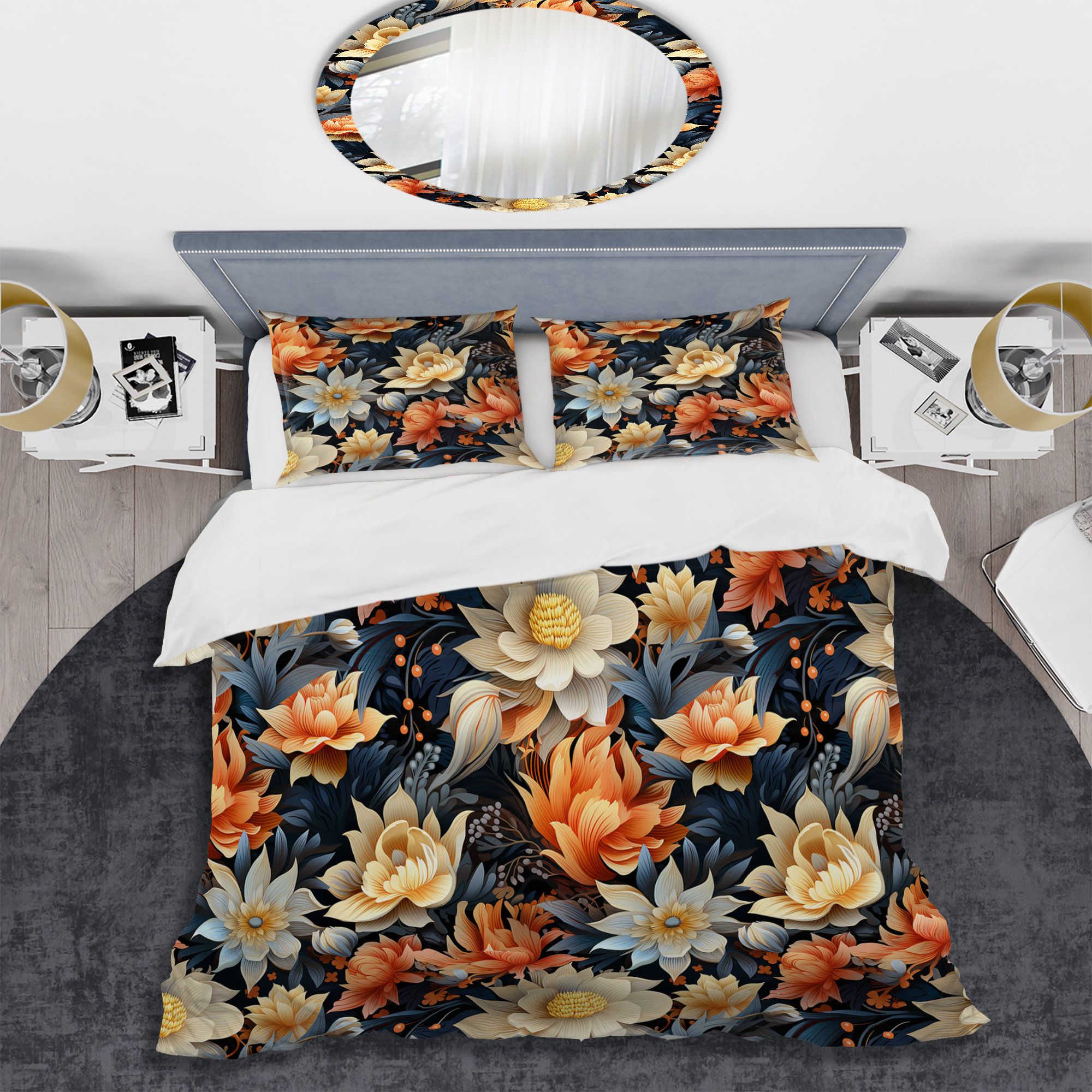 Design Art Beige Ethereal Elegance Floral Blooms I Bedding | Wayfair